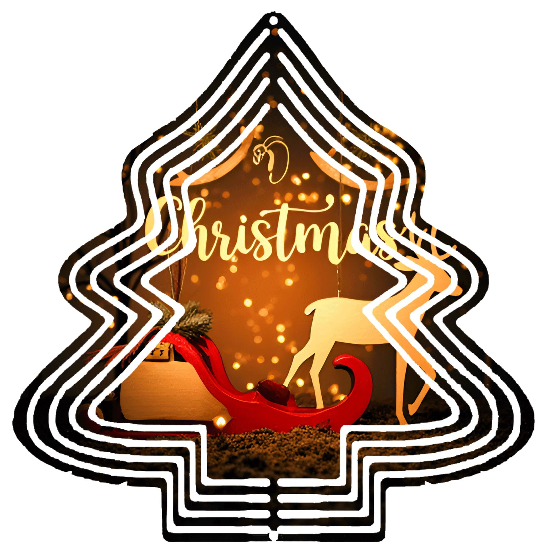 Metal Hanging Christmas Tree Wind Decorations - Festive Garden Spinners ...