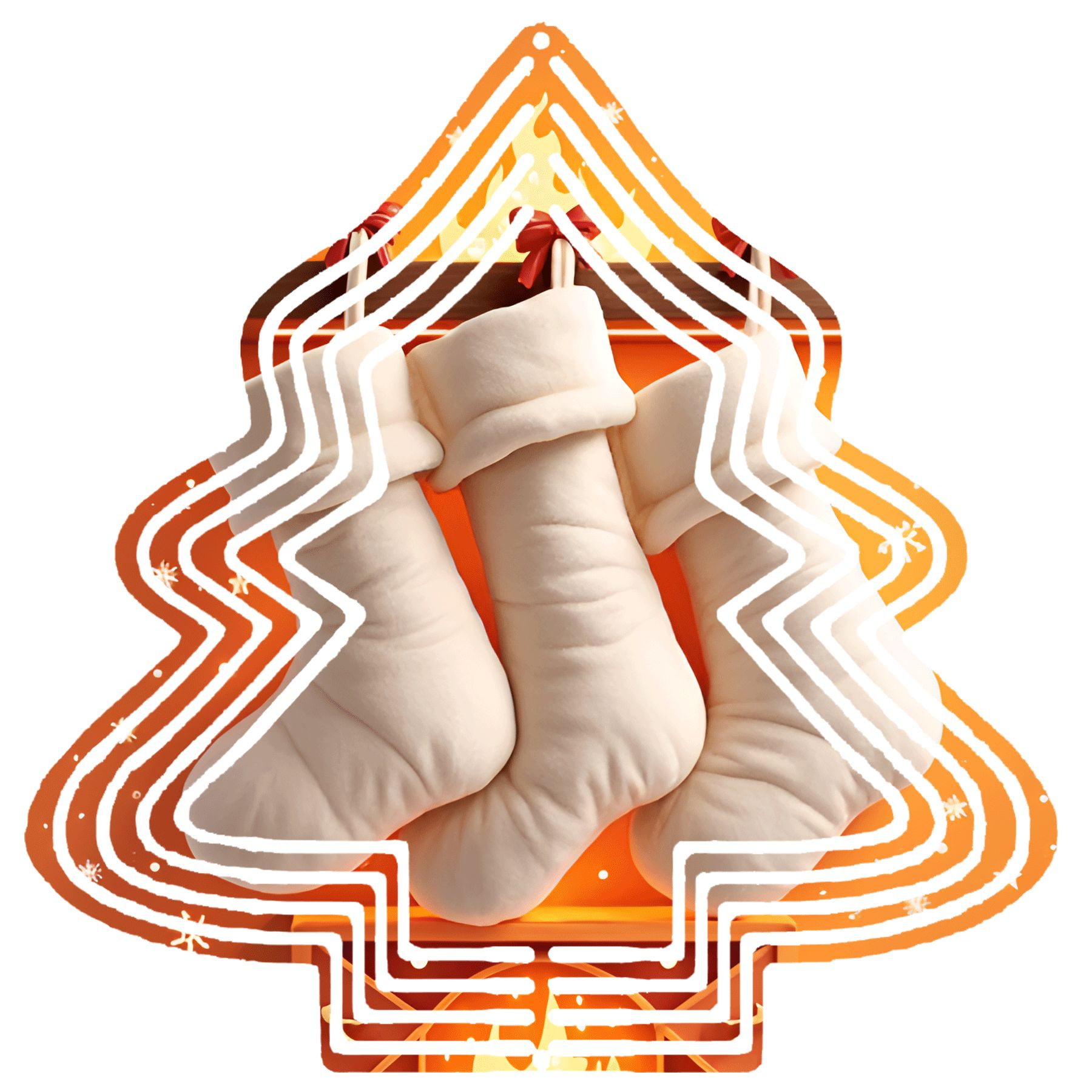 Metal Hanging Christmas Tree Wind Decorations - Festive Orange & White ...