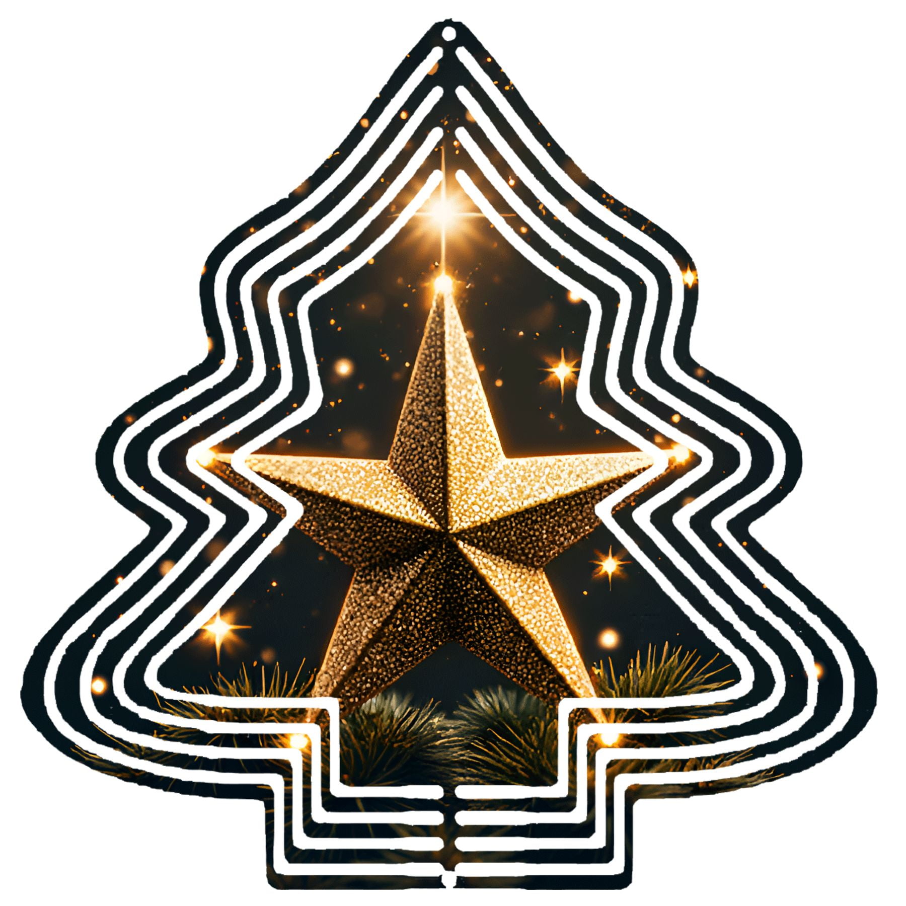 Metal Hanging Christmas Tree Wind Decorations - Festive Star ...