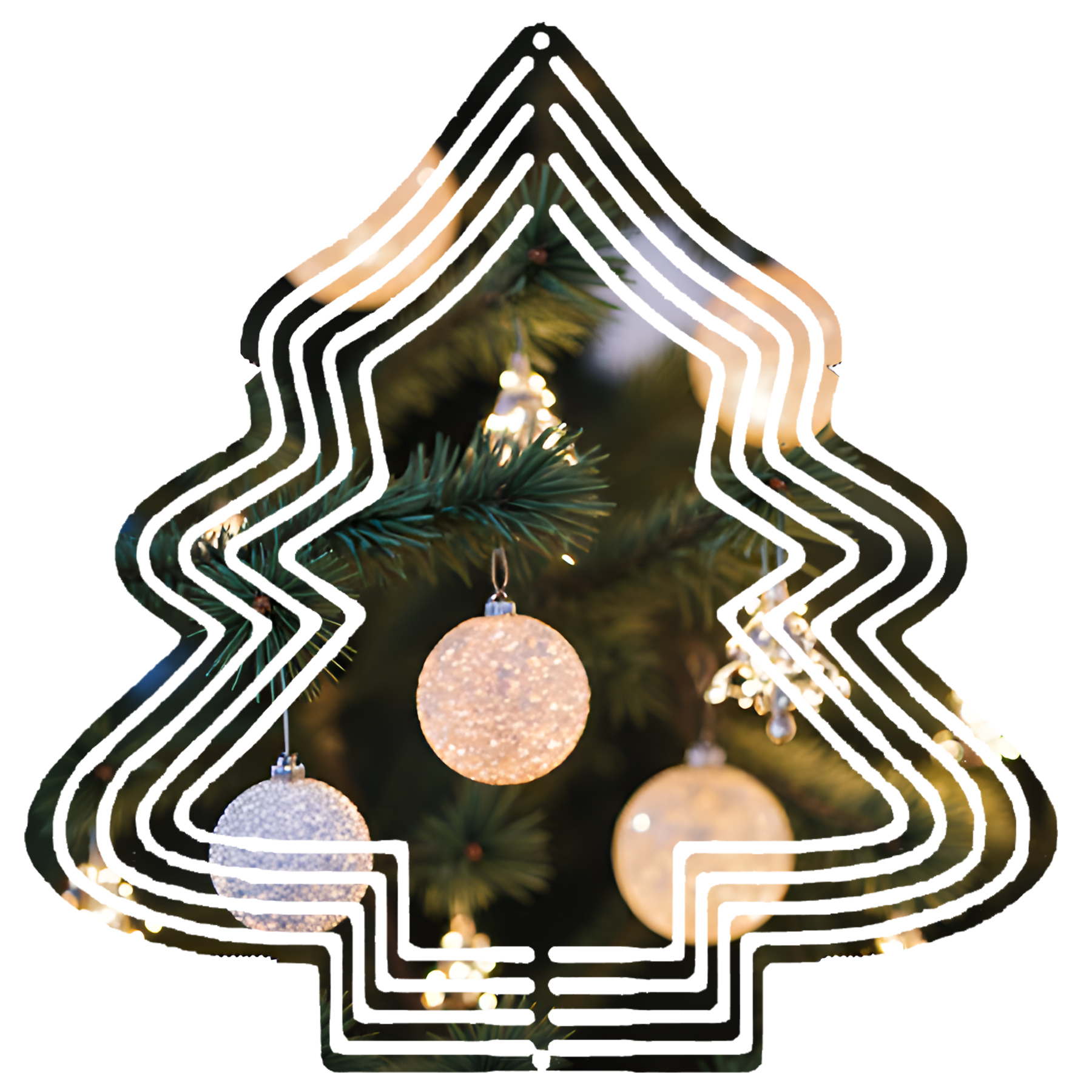 Metal Hanging Christmas Tree Wind Decorations - Geometric Design with ...
