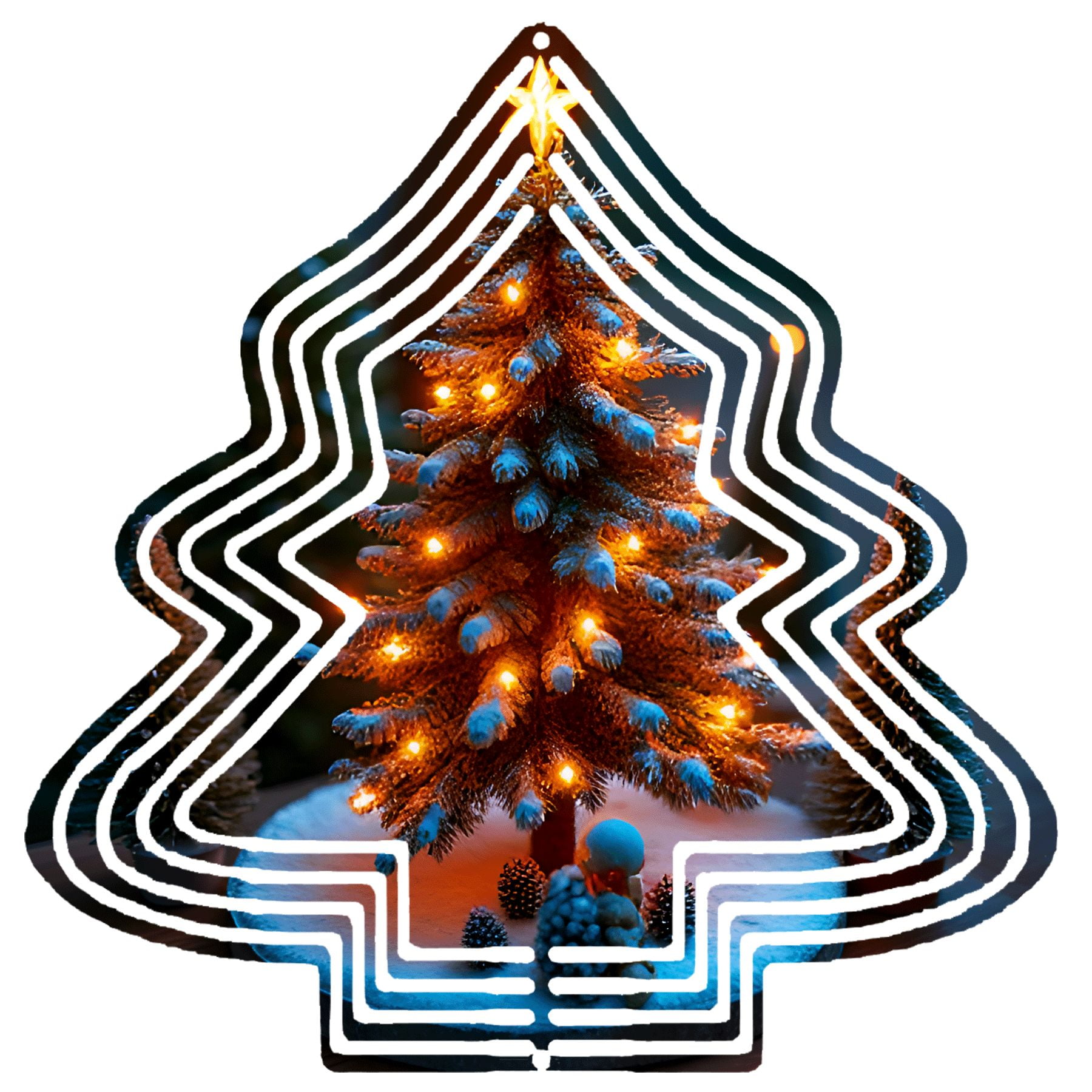 Metal Hanging Christmas Tree Wind Decorations - Modern Geometric Design ...