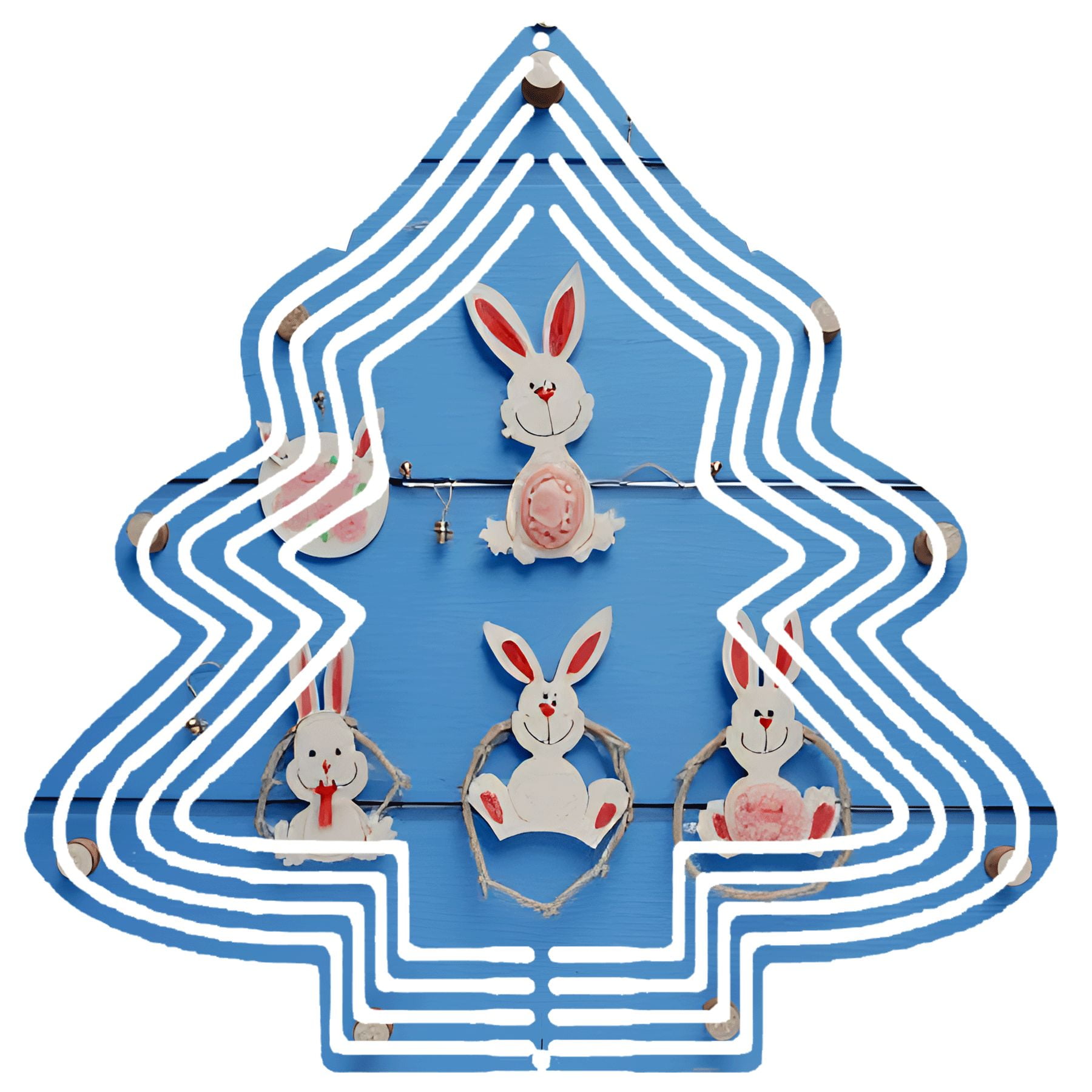 Metal Hanging Christmas Tree Wind Spinner - Blue & White Decorative ...
