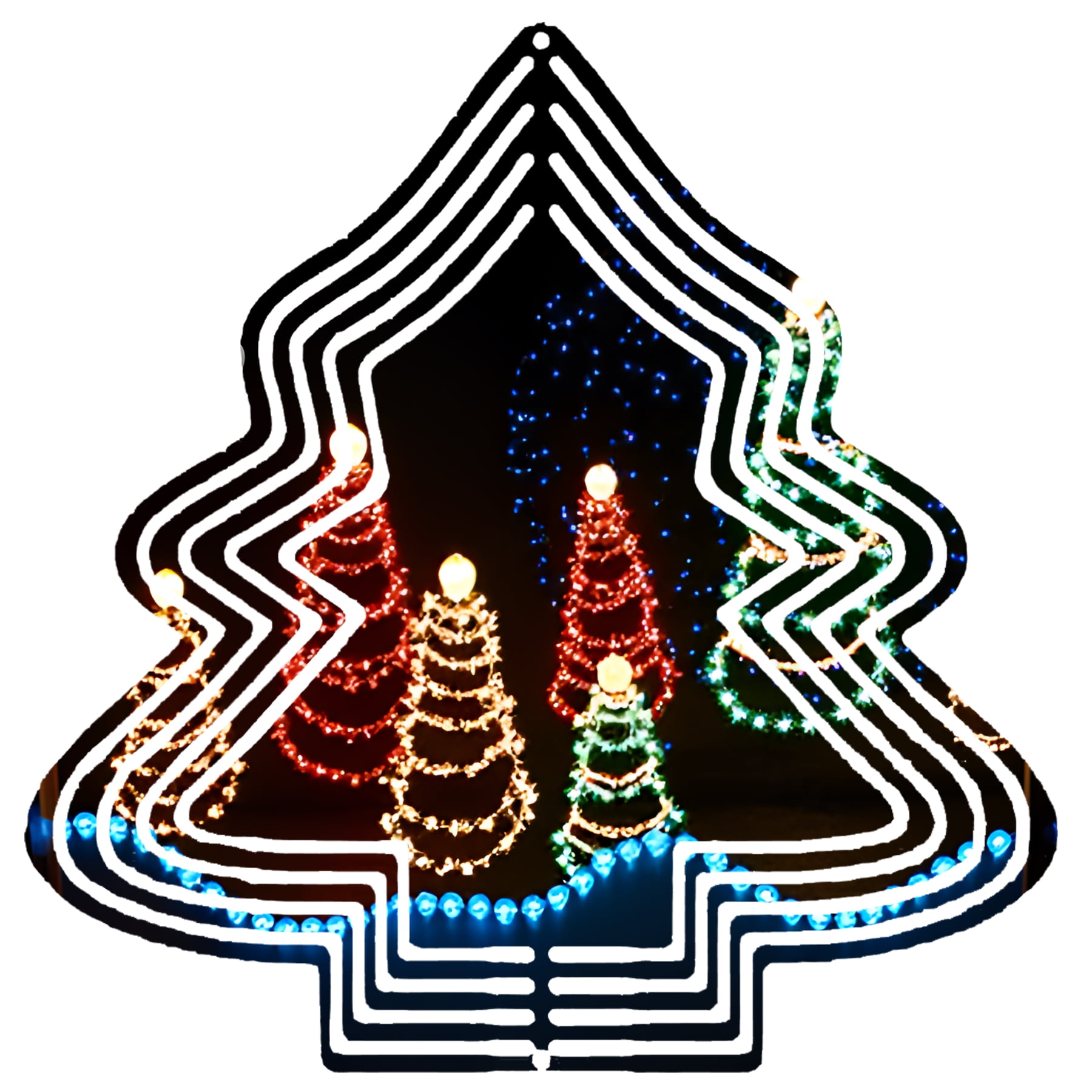 Metal Hanging Christmas Tree Wind Spinner - Colorful Tiered Design for ...