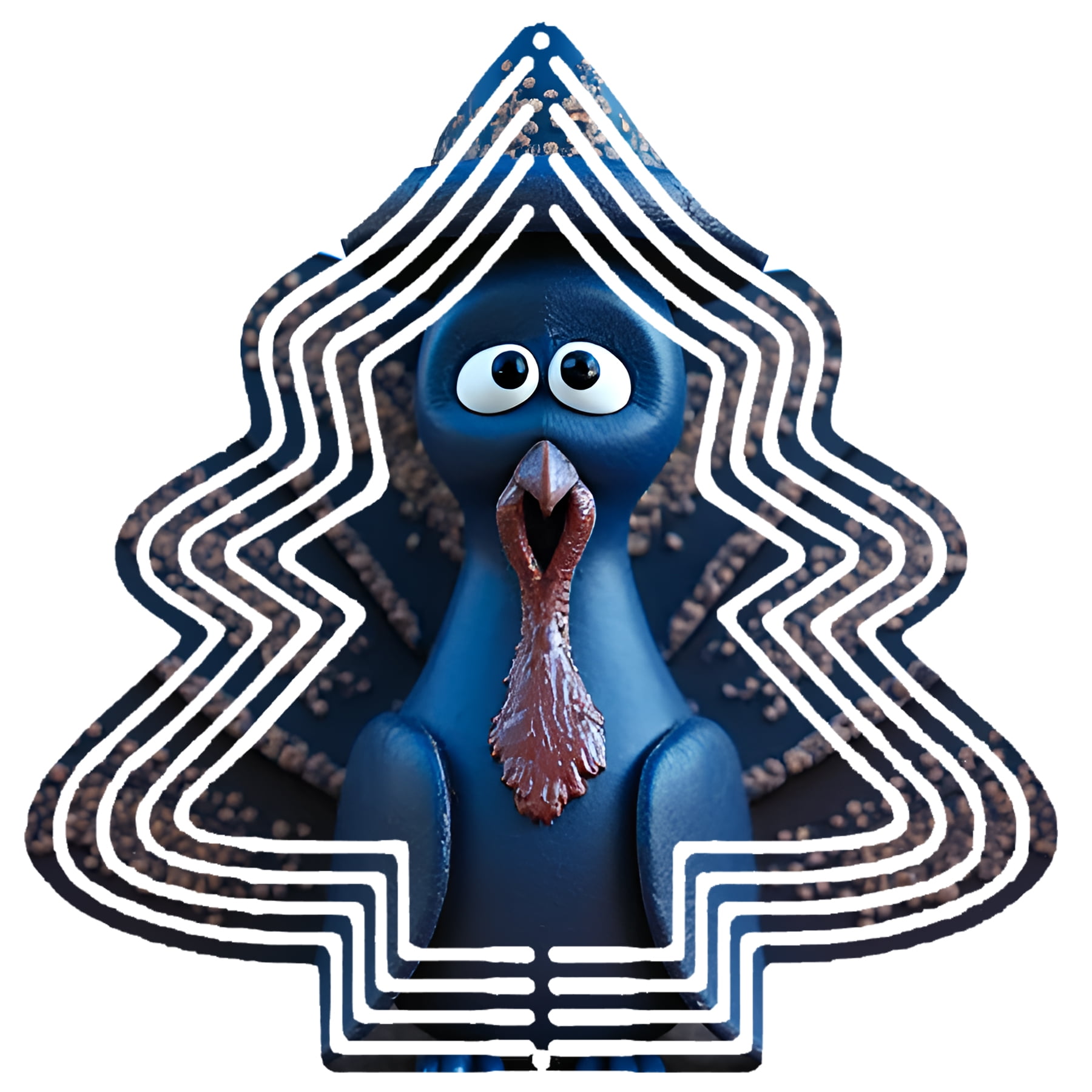 Metal Hanging Christmas Tree Wind Spinner - Decorative Blue Bird with ...