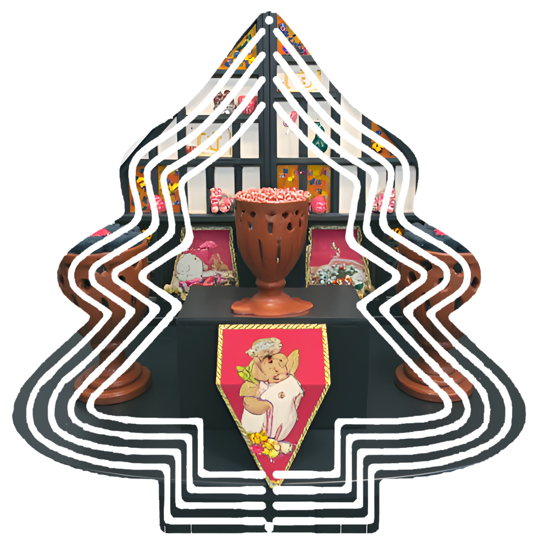Metal Hanging Christmas Tree Wind Spinner - Decorative Garden Spinner ...