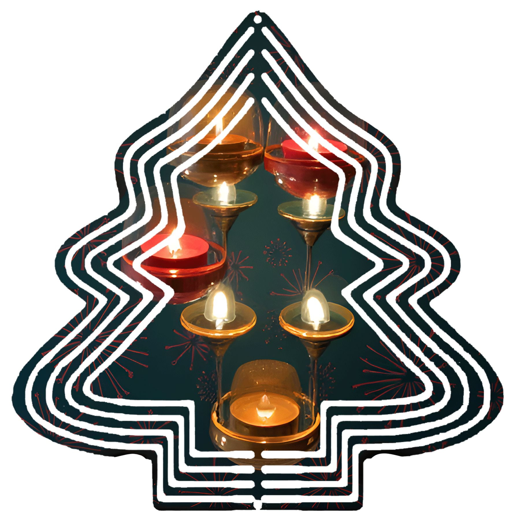 Metal Hanging Christmas Tree Wind Spinner - Decorative Garden Spinner ...