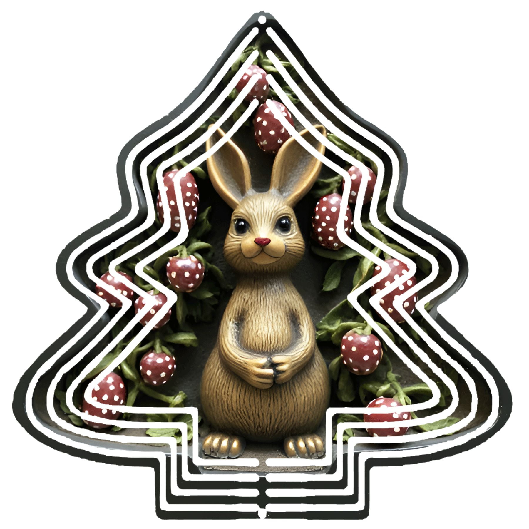 Metal Hanging Christmas Tree Wind Spinner - Decorative Rabbit Figurine ...