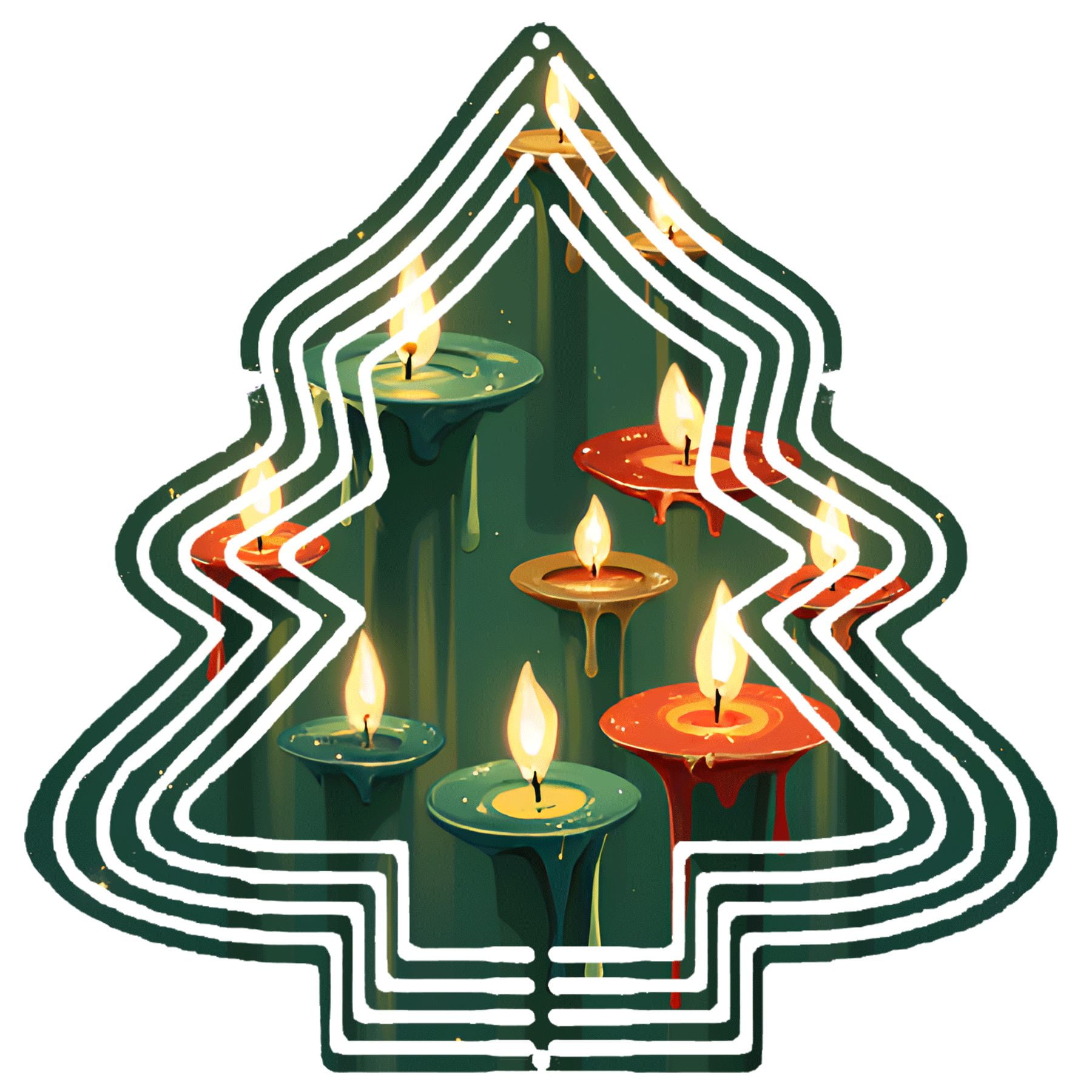 Metal Hanging Christmas Tree Wind Spinner - Festive Candle Design for ...