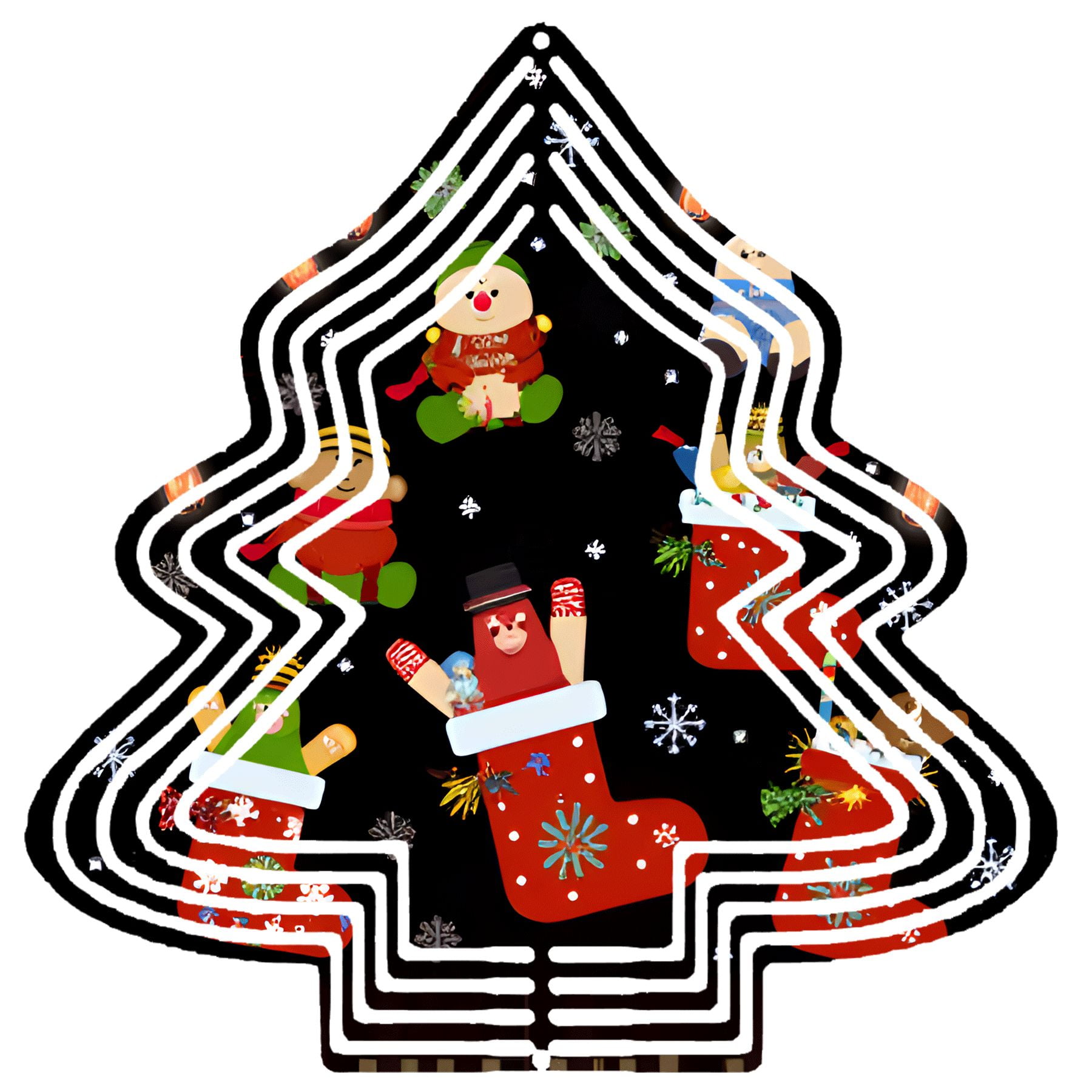 Metal Hanging Christmas Tree Wind Spinner - Festive Design with ...