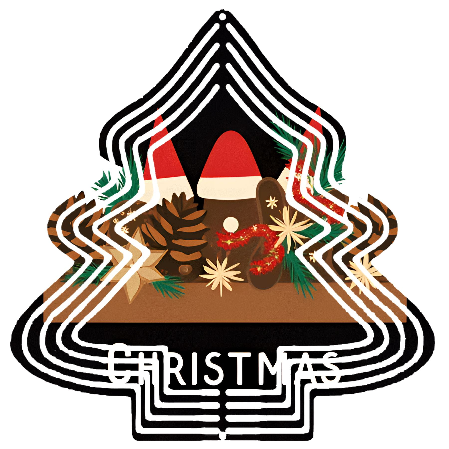 Metal Hanging Christmas Tree Wind Spinner - Festive Design with Pine ...