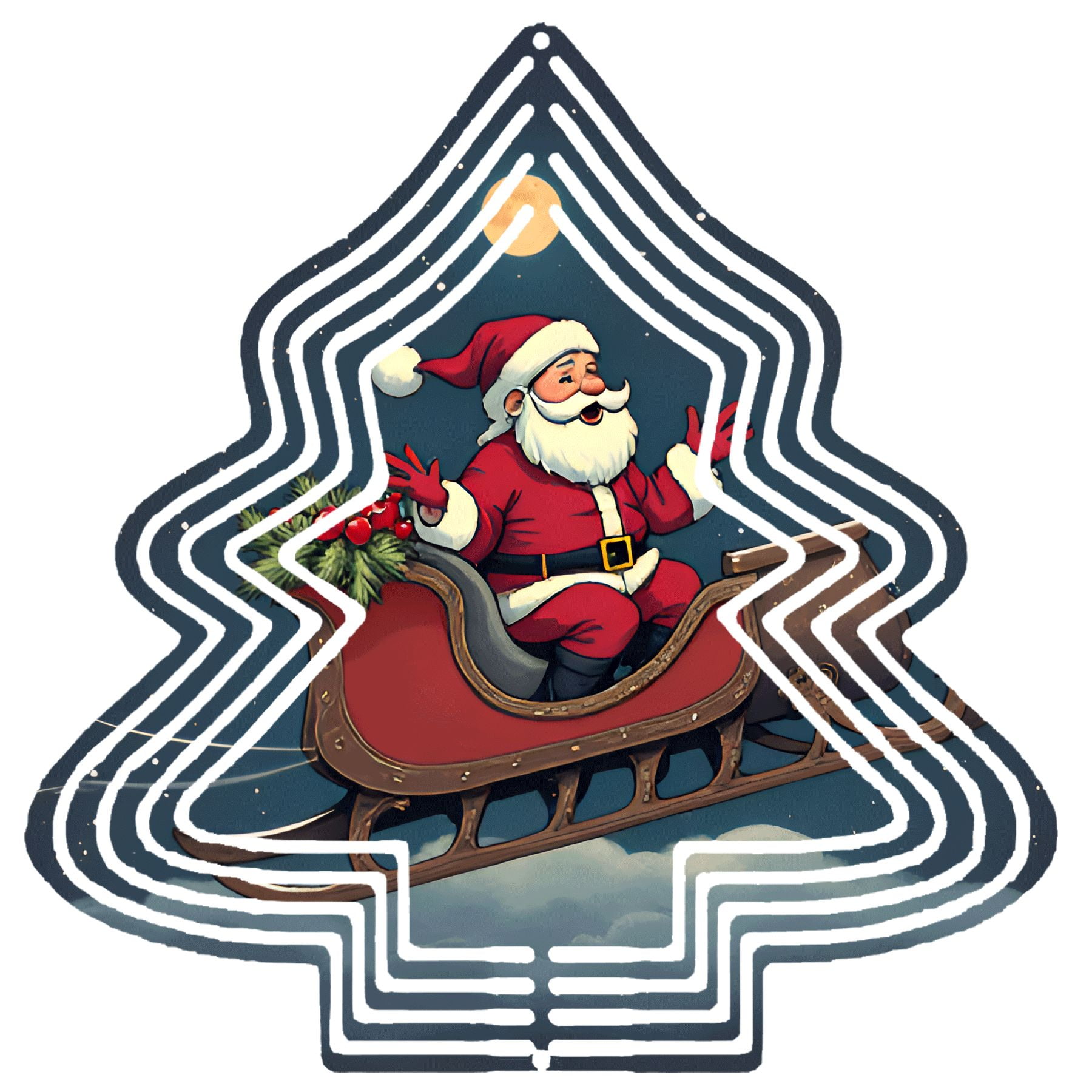 Metal Hanging Christmas Tree Wind Spinner - Festive Garden Decor with ...