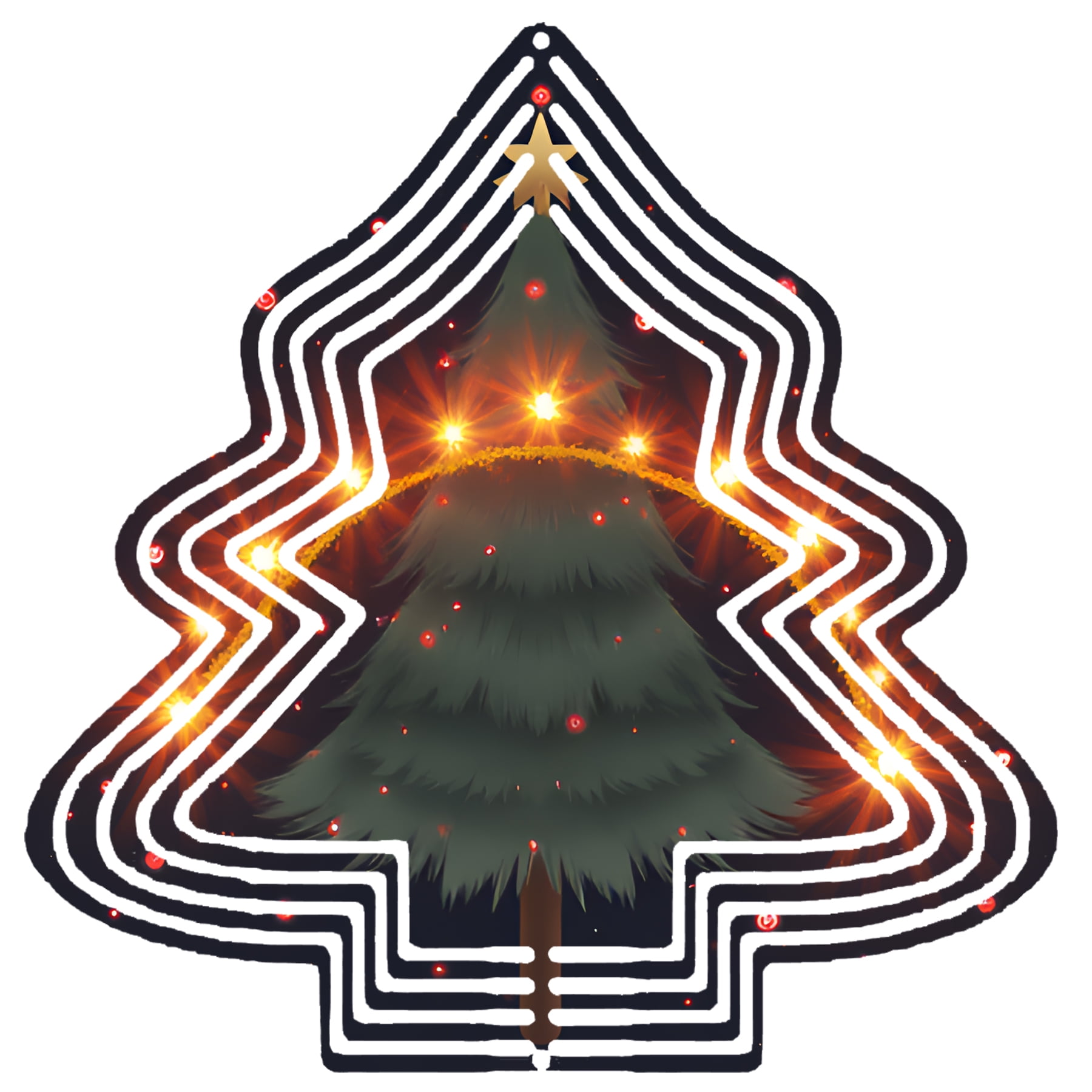 Metal Hanging Christmas Tree Wind Spinner - Festive Garden Decoration ...