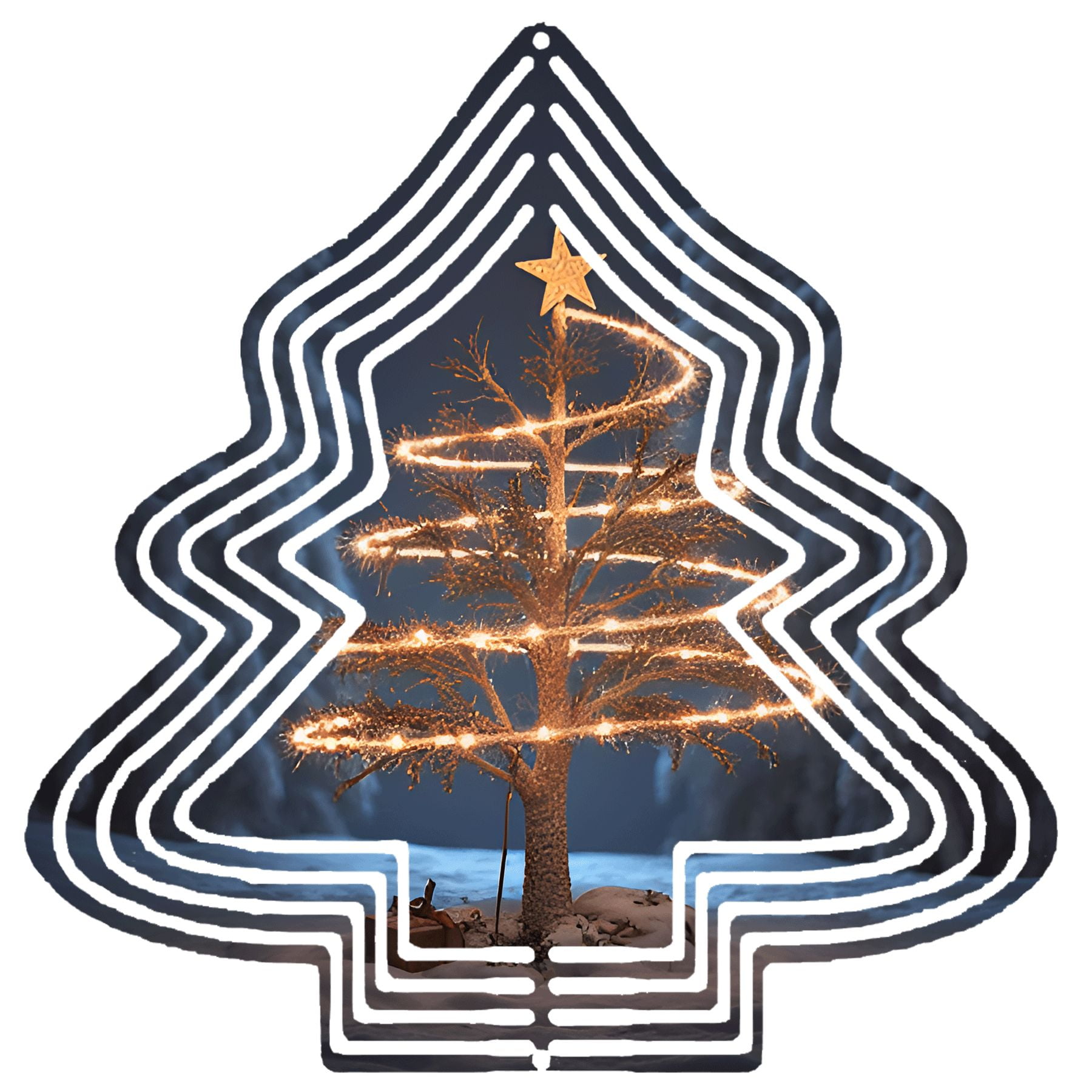 Metal Hanging Christmas Tree Wind Spinner - Festive Garden Decoration ...