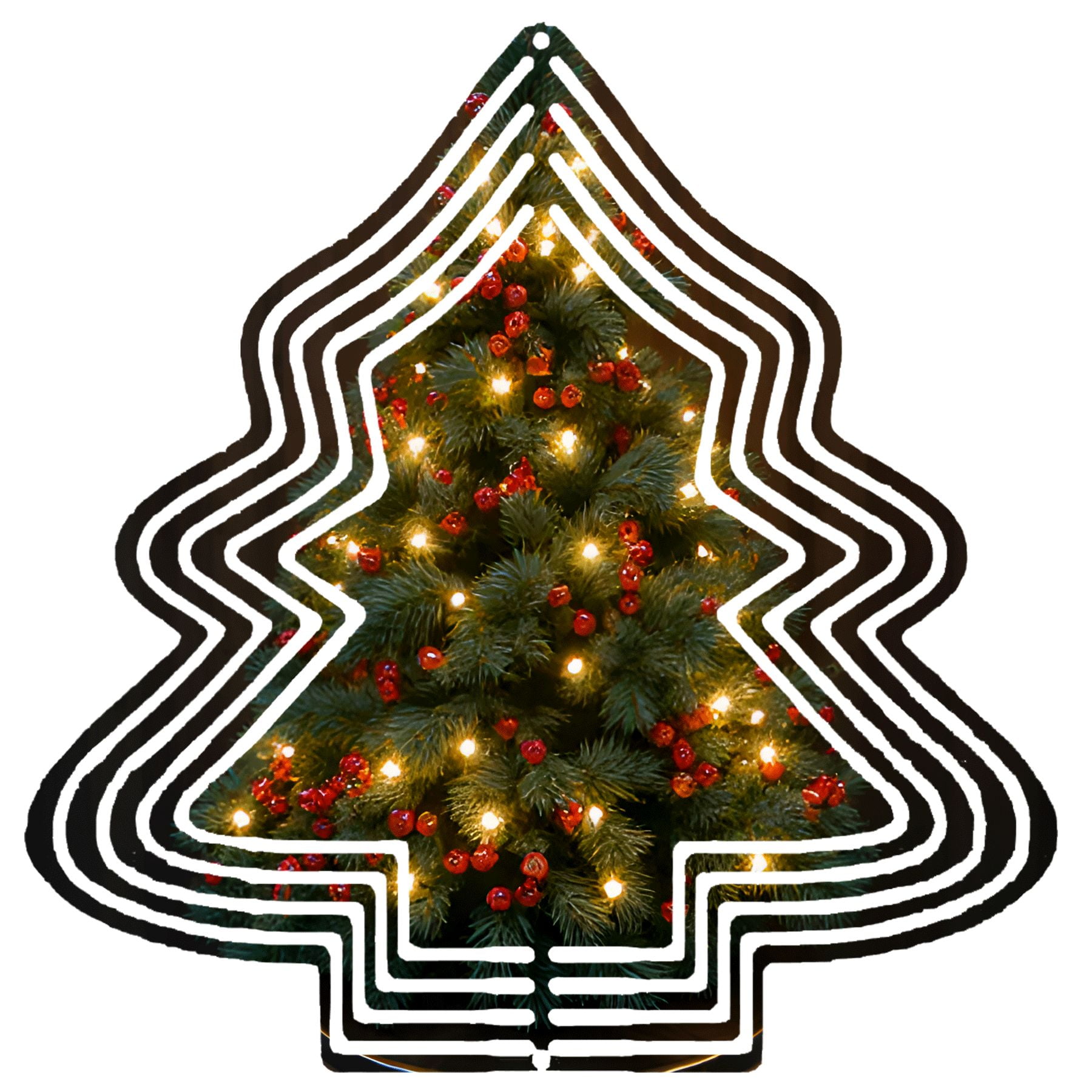 Metal Hanging Christmas Tree Wind Spinner - Festive Garden Decoration ...