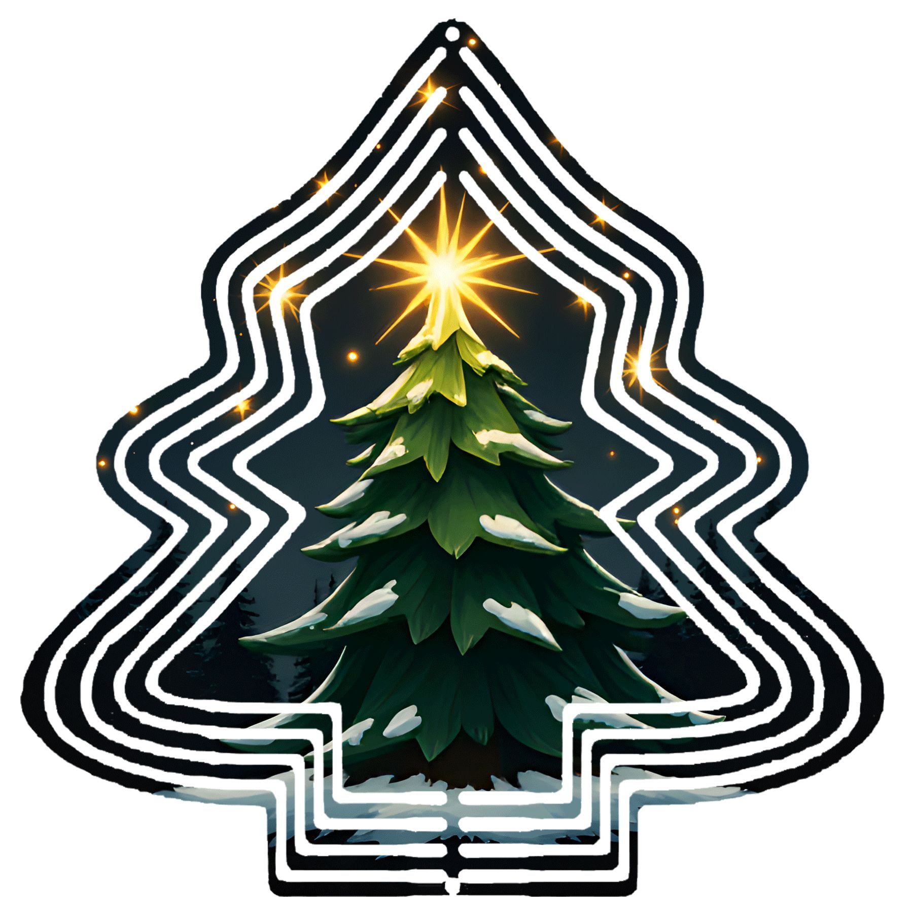 Metal Hanging Christmas Tree Wind Spinner - Festive Garden Decoration ...