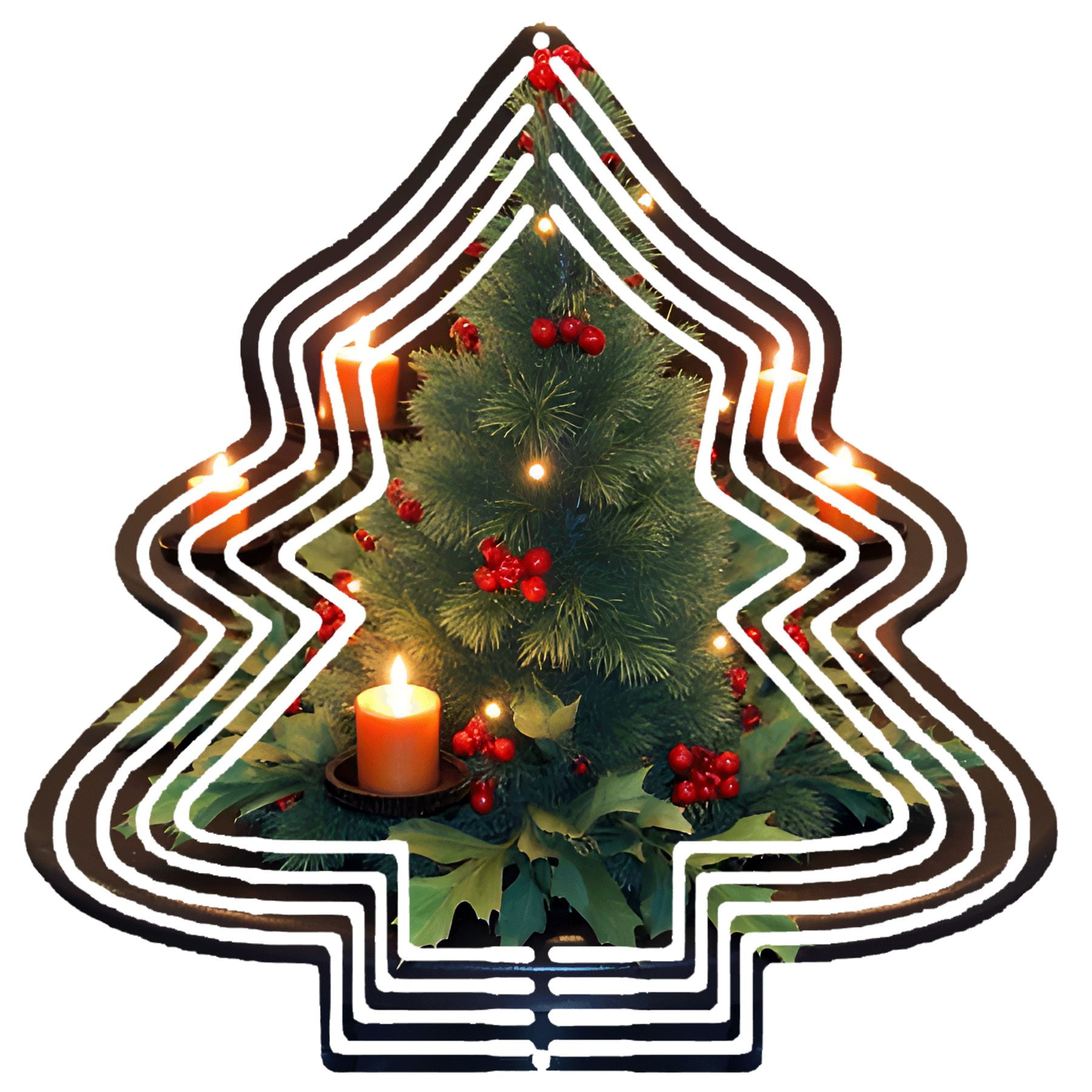 Metal Hanging Christmas Tree Wind Spinner - Festive Garden Decoration ...