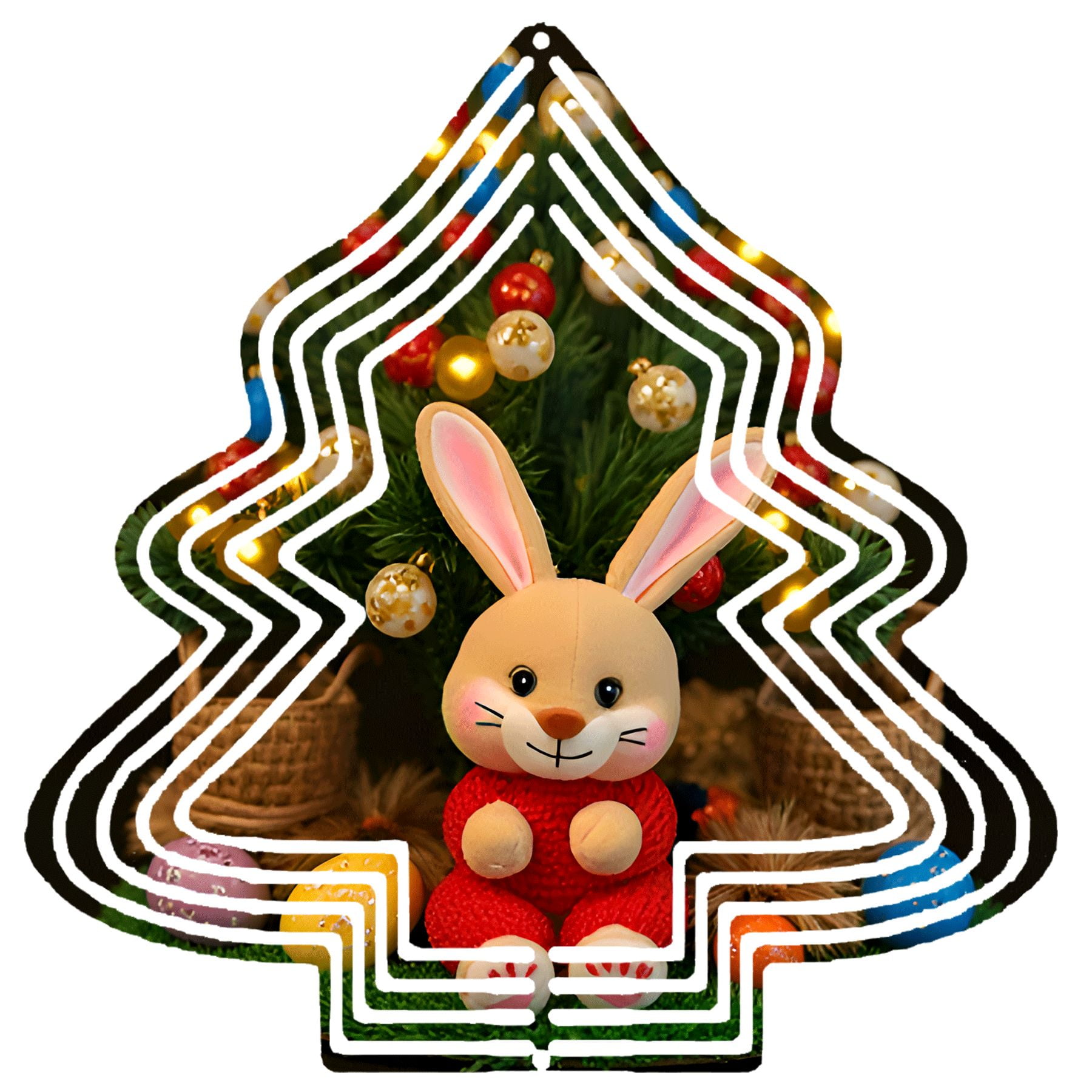 Metal Hanging Christmas Tree Wind Spinner - Festive Garden Decoration ...