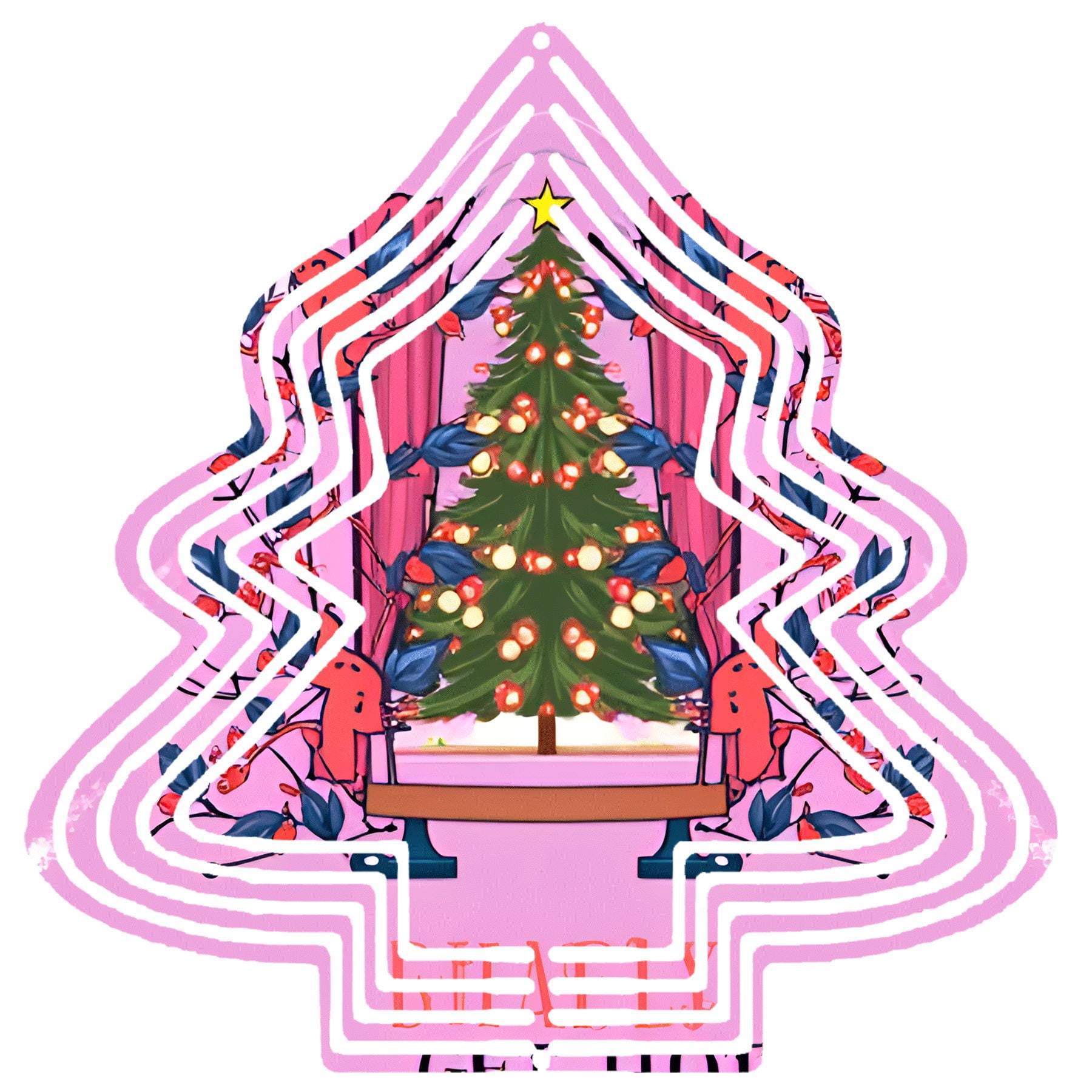 Metal Hanging Christmas Tree Wind Spinner - Festive Garden Decoration ...