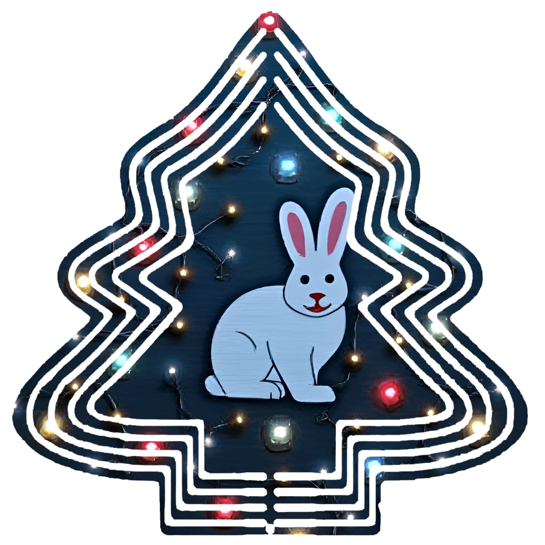 Metal Hanging Christmas Tree Wind Spinner - Festive Rabbit Design with ...