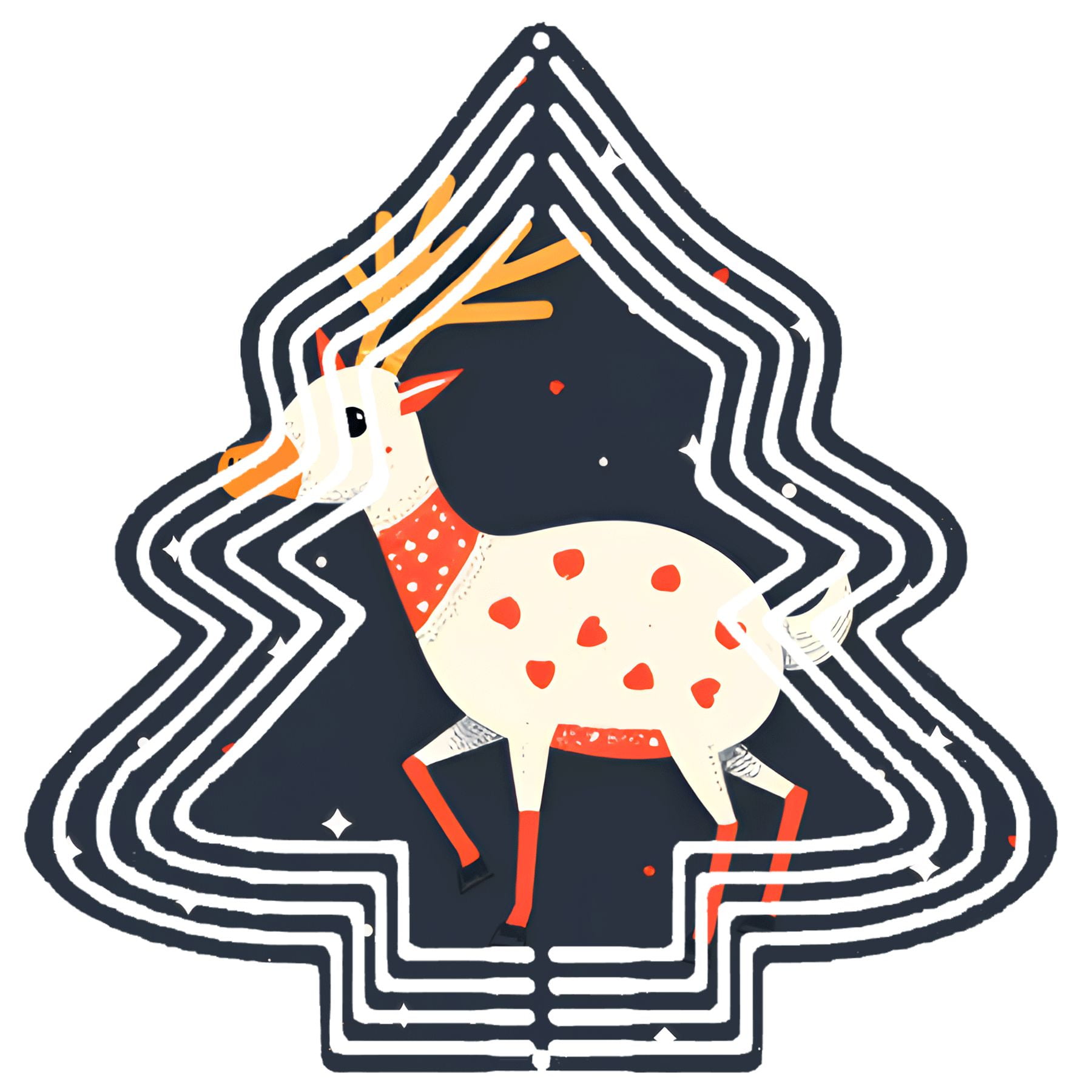 Metal Hanging Christmas Tree Wind Spinner - Festive Reindeer Design ...