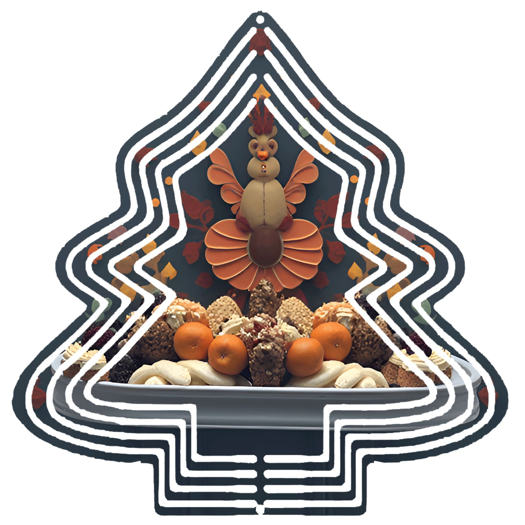 Metal Hanging Christmas Tree Wind Spinner - Festive Spiral Design with ...