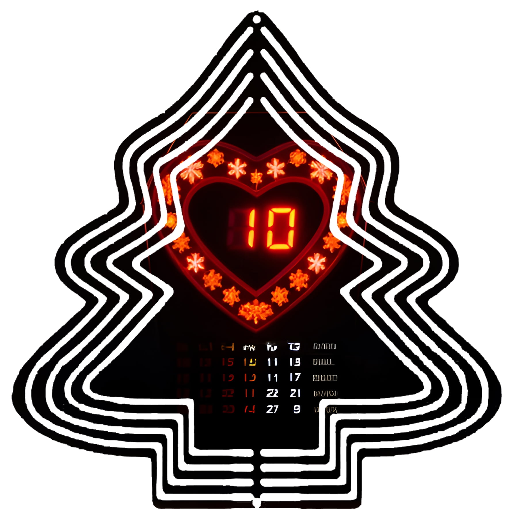 Metal Hanging Christmas Tree Wind Spinner - Heart Clock Center Orange ...