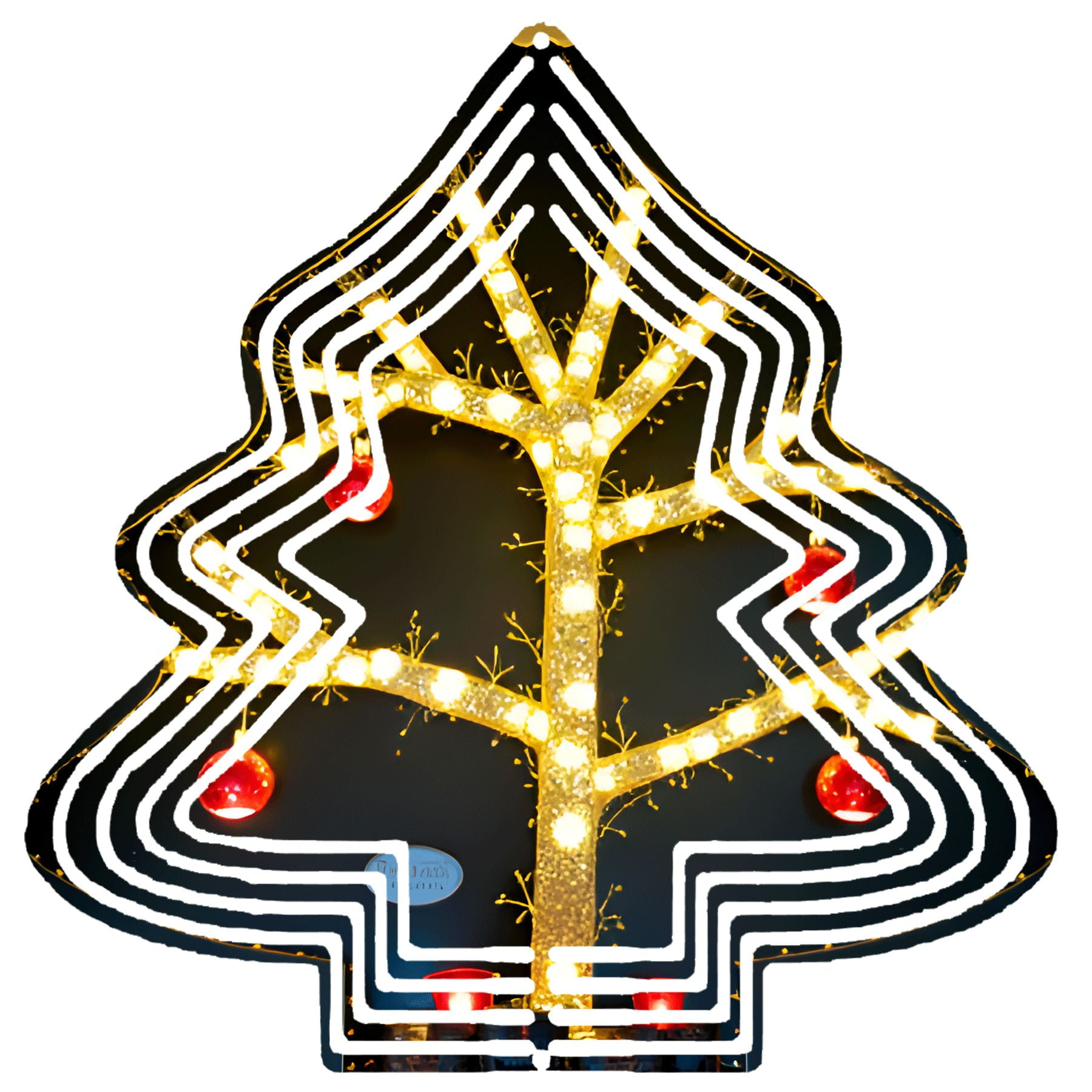 Metal Hanging Christmas Tree Wind Spinner - Illuminated Triangular ...