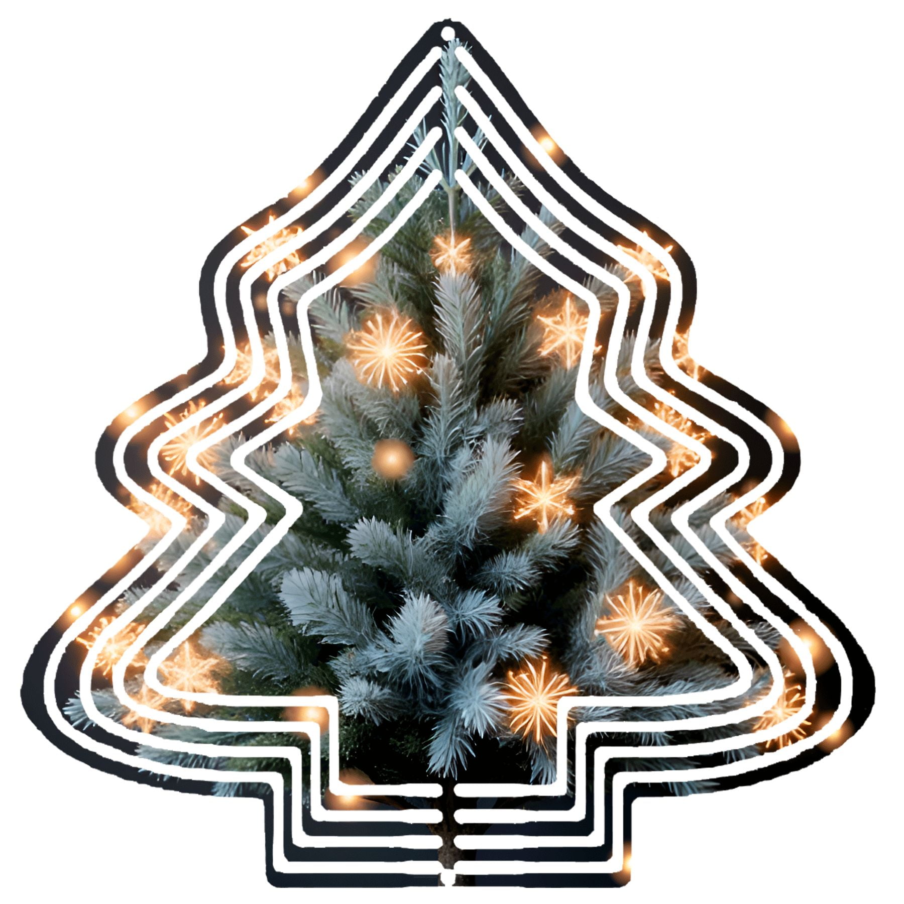 Metal Hanging Christmas Tree Wind Spinner - Modern Design with ...