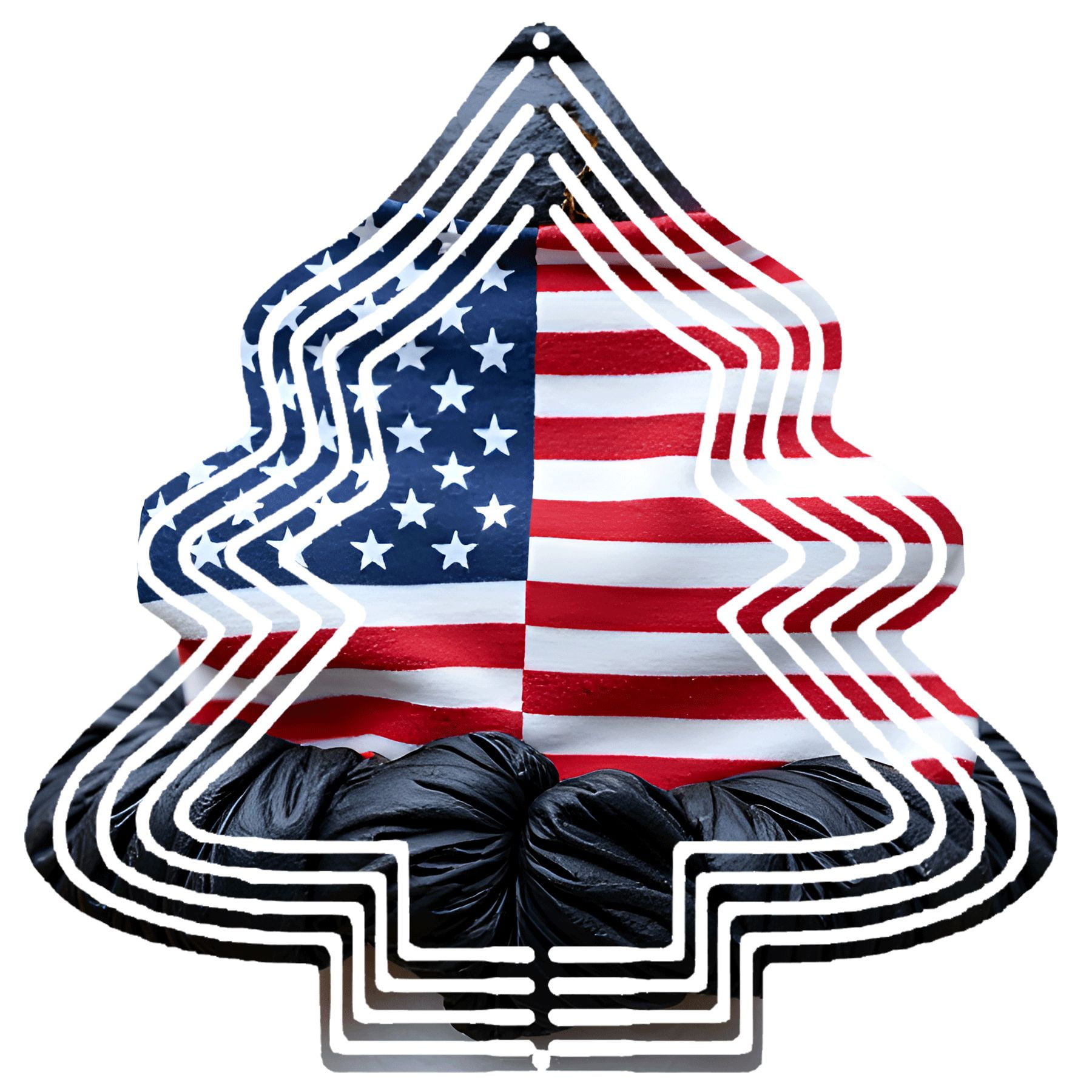 Metal Hanging Christmas Tree Wind Spinner - Unique American Flag Design ...