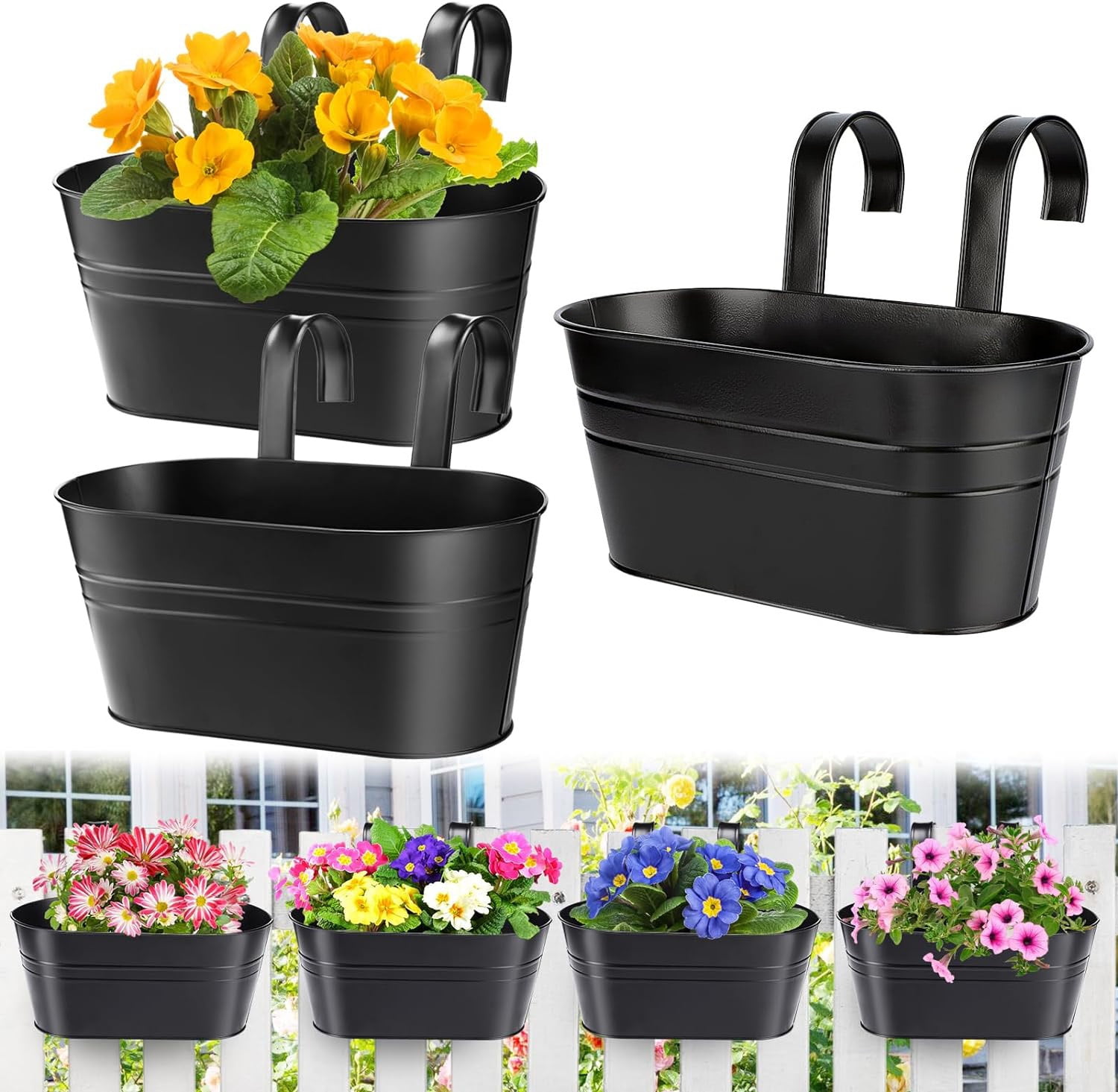 Metal Hanging Flower Pot Indoor Set of 3,Bexikou Metal Iron Hanging ...