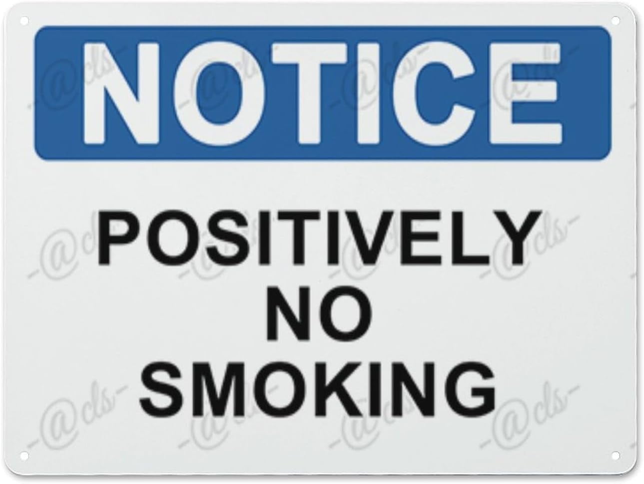 Metal Hanging Plate Horizontal POSITIVELY NO SMOKING, Waterproof, Fade ...