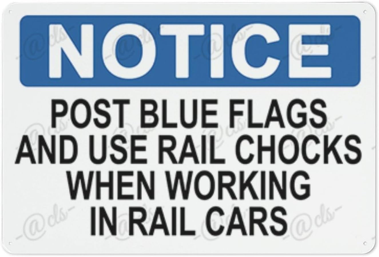 Metal Hanging Plate Horizontal POST BLUE FLAGS AND USE RAIL CHOCKS WHEN ...