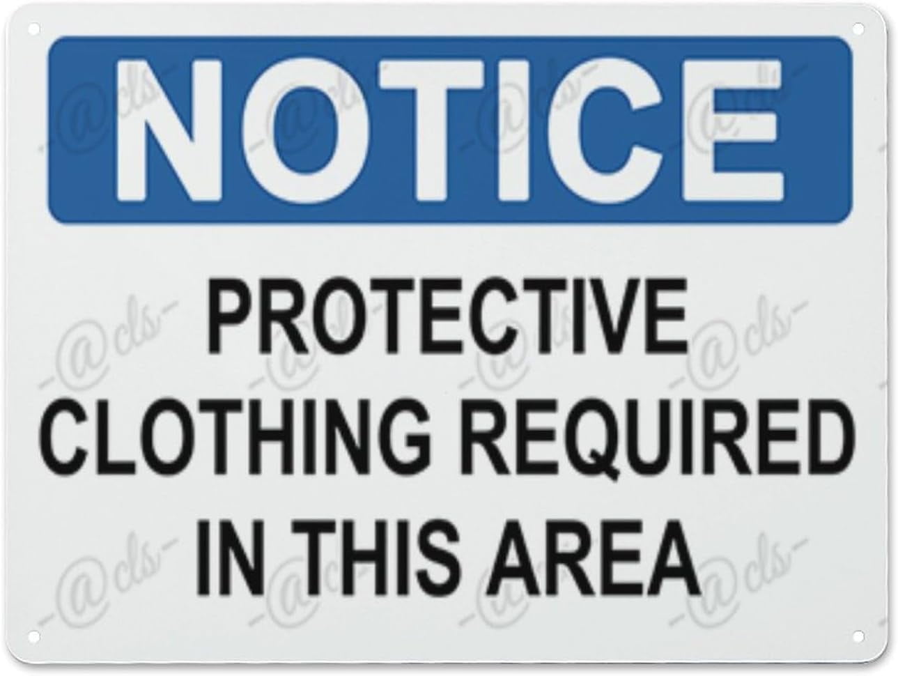 Metal Hanging Plate Horizontal PROTECTIVE CLOTHING REQUIRED IN THIS ...