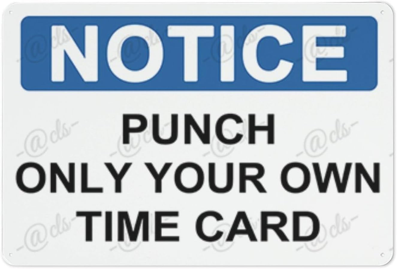 Metal Hanging Plate Horizontal PUNCH ONLY YOUR OWN TIME CARD, Rust Free ...