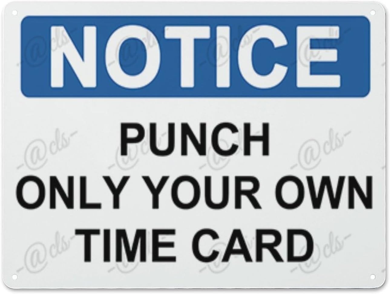 Metal Hanging Plate Horizontal PUNCH ONLY YOUR OWN TIME CARD ...