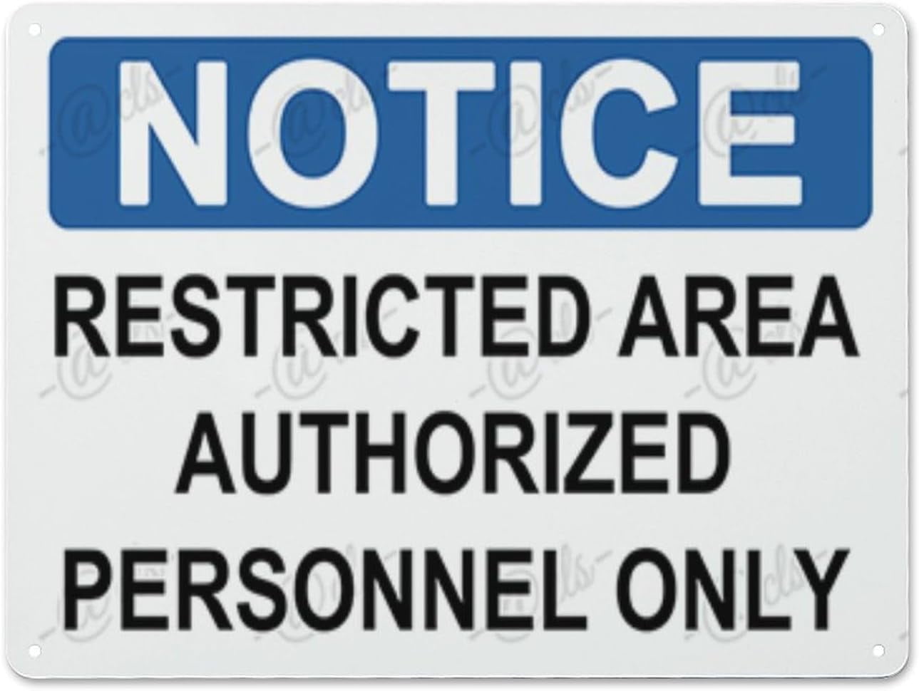 Metal Hanging Plate Horizontal RESTRICTED AREA AUTHORIZED PERSONNEL ...