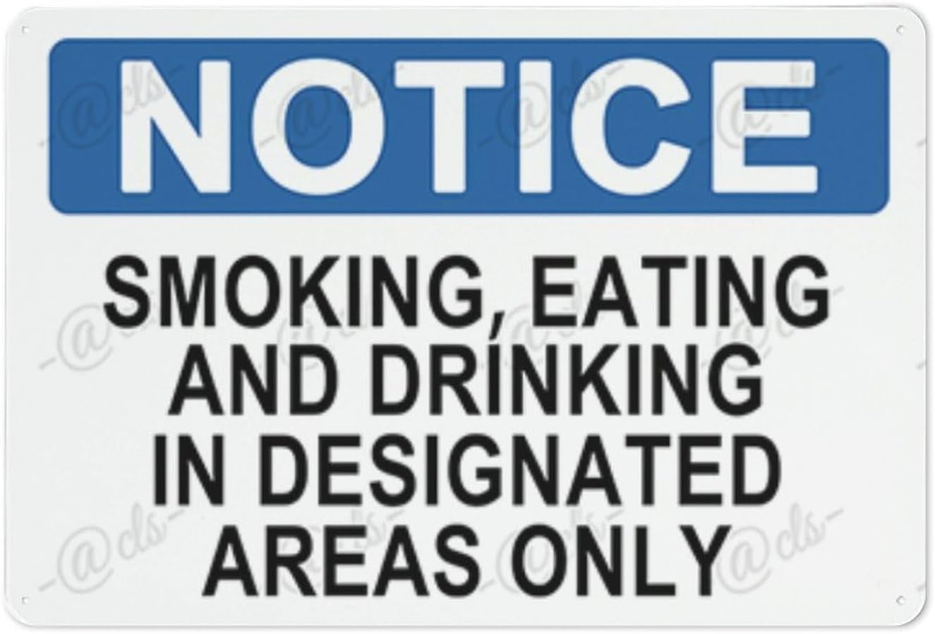 Metal Hanging Plate Horizontal SMOKING EATING AND DRINKING IN ...