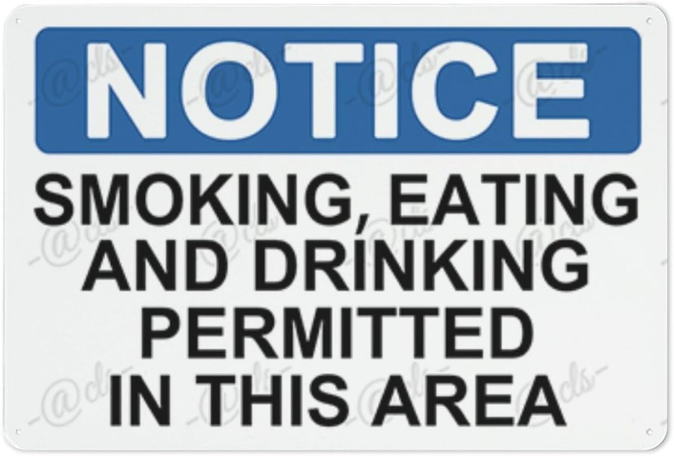 Metal Hanging Plate Horizontal SMOKING EATING AND DRINKING PERMITTED IN ...