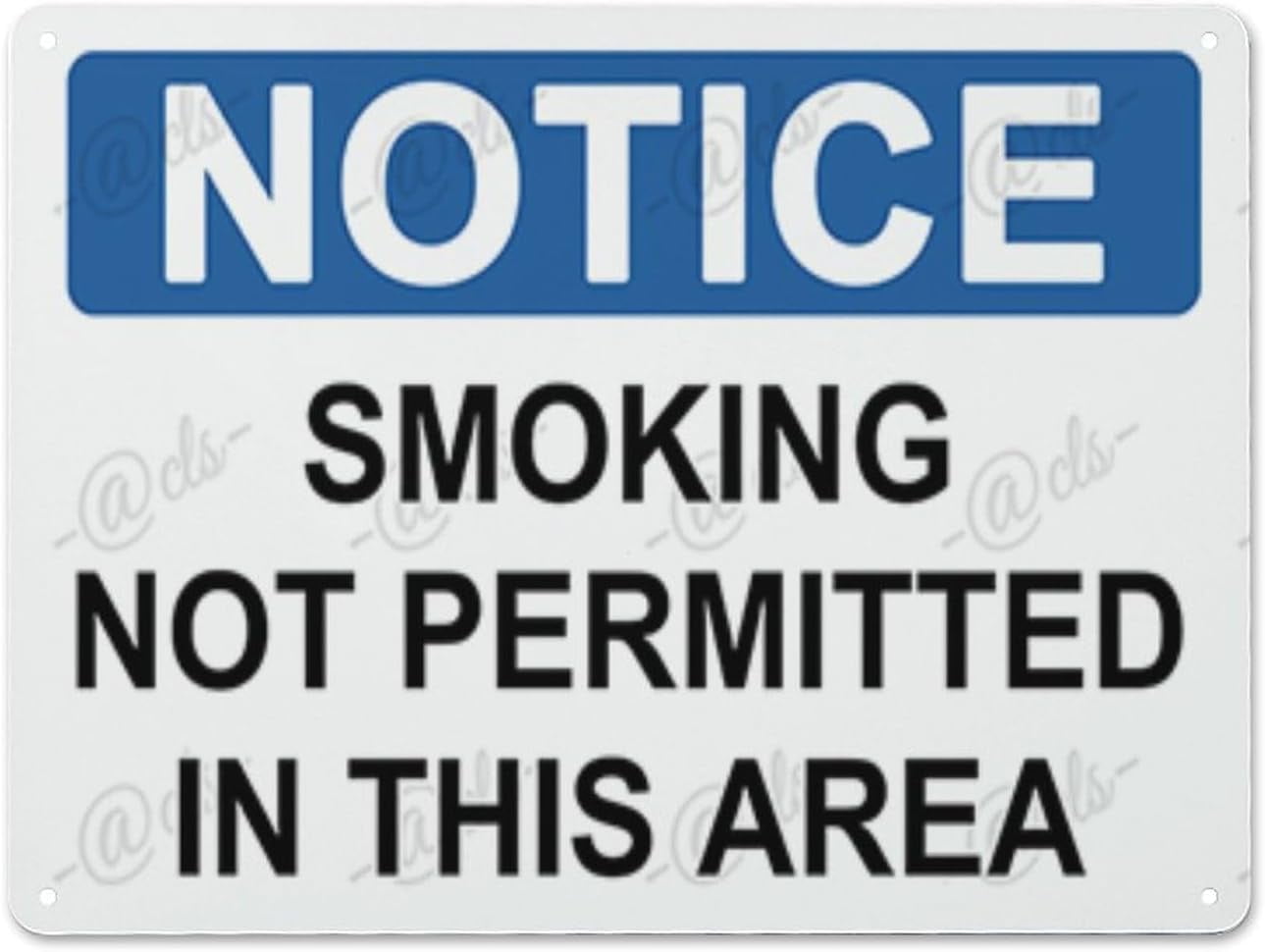 Metal Hanging Plate Horizontal SMOKING NOT PERMITTED IN THIS AREA ...