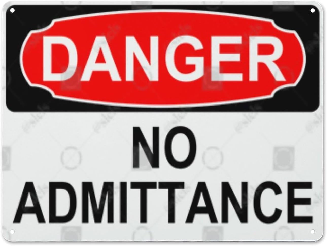 Metal Hanging Plate Horizontal Sign NO ADMITTANCE, Rust Free With 4 Pre ...