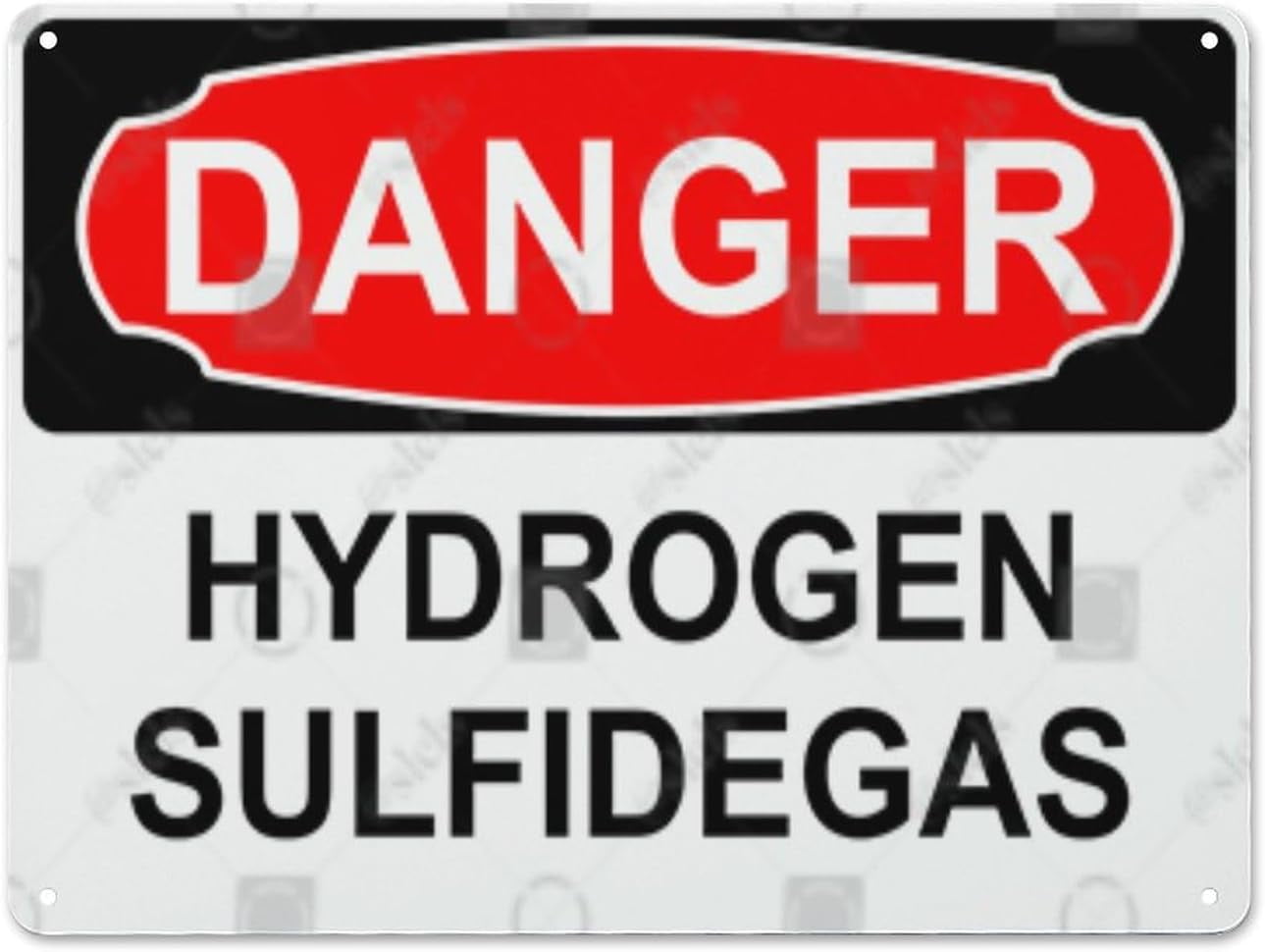 Metal Hanging Plate Horizontal Sign HYDROGEN SULFIDE GAS, Waterproof ...