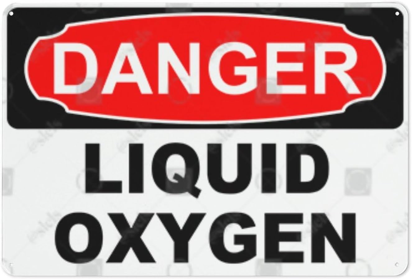Metal Hanging Plate Horizontal Sign LIQUID OXYGEN, Waterproof, Fade and ...