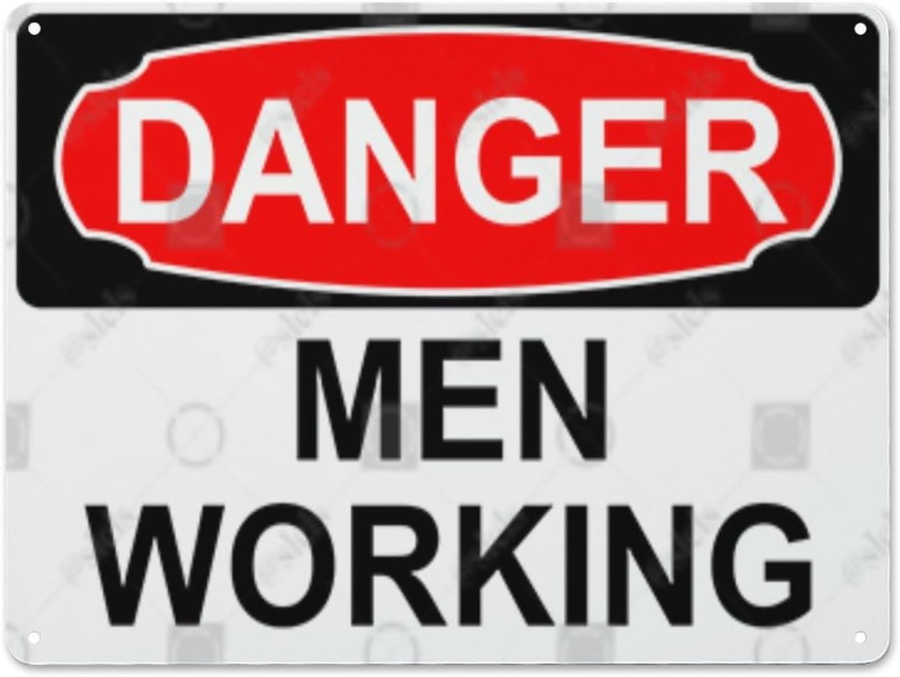 Metal Hanging Plate Horizontal Sign MEN WORKING, Rust Free With 4 Pre ...