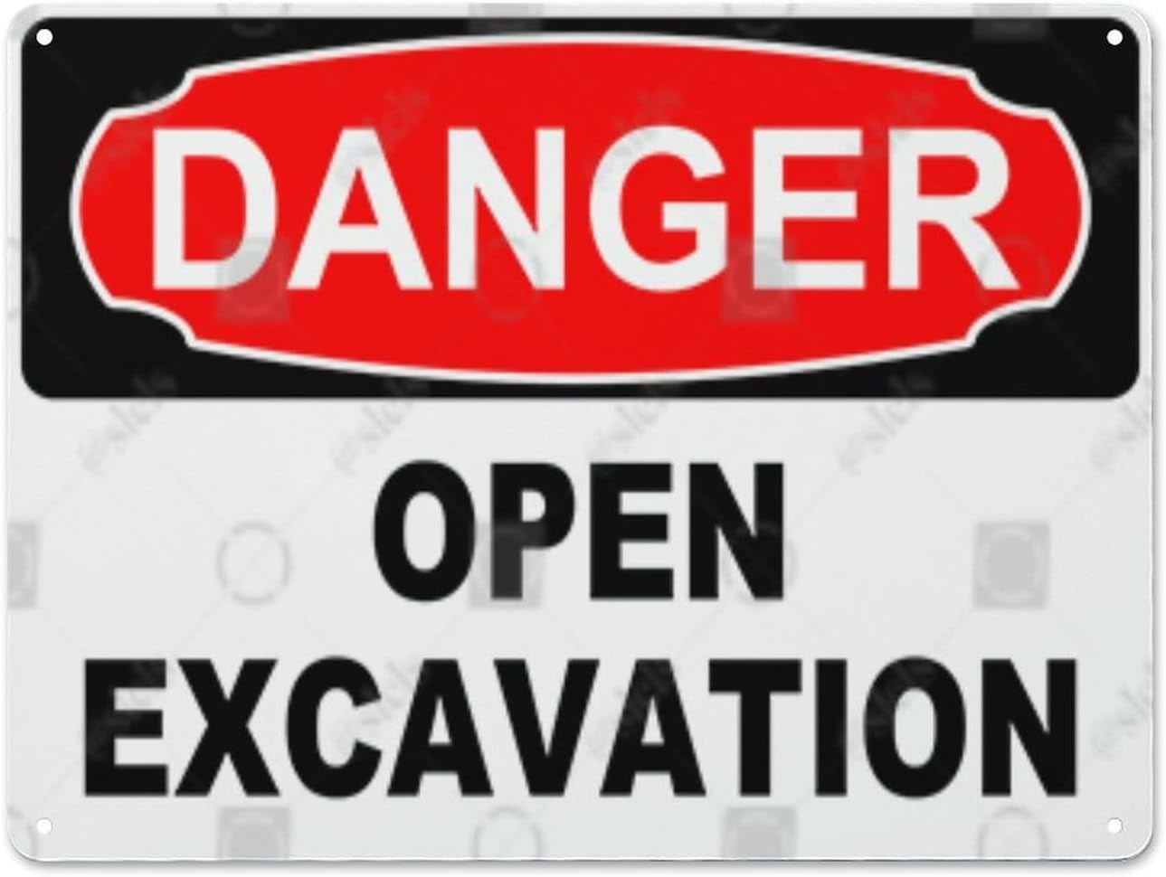 Metal Hanging Plate Horizontal Sign OPEN EXCAVATION, Rust Free With 4 ...