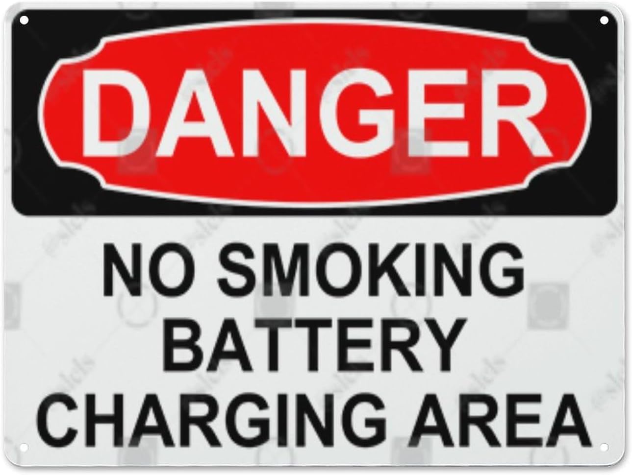 Metal Hanging Plate Horizontal Sign NO SMOKING BATTERY CHARGING AREA ...