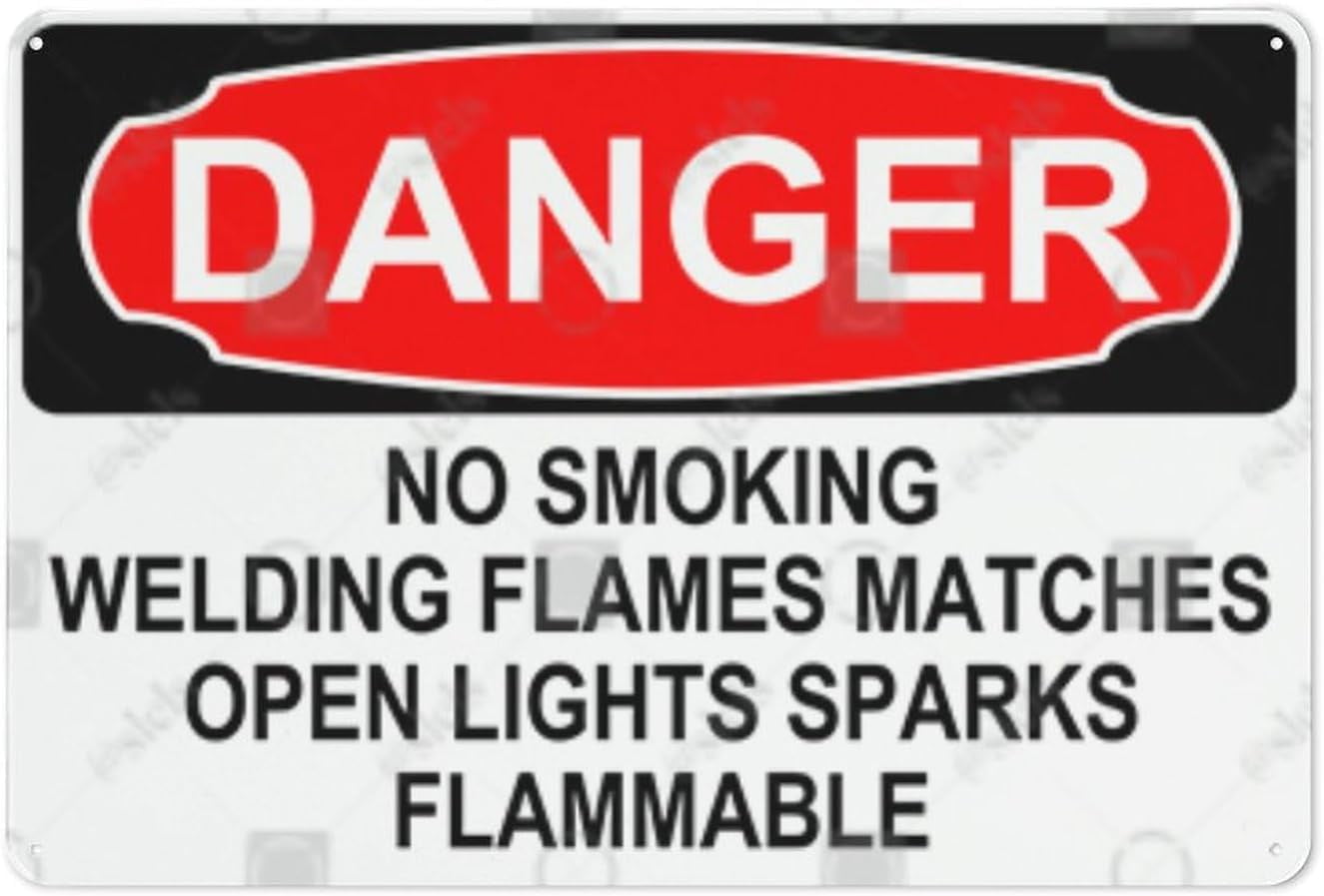 Metal Hanging Plate Horizontal Sign NO SMOKING WELDING FLAMES MATCHES ...