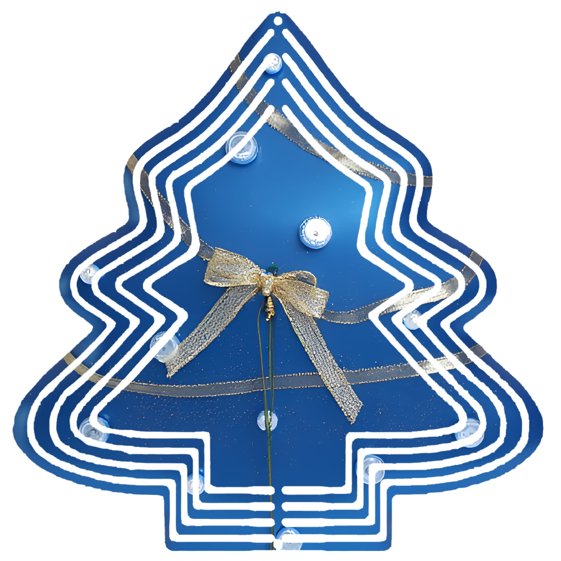 Metal Hanging Tree-Shaped Wind Decorations - Blue Outline with White ...