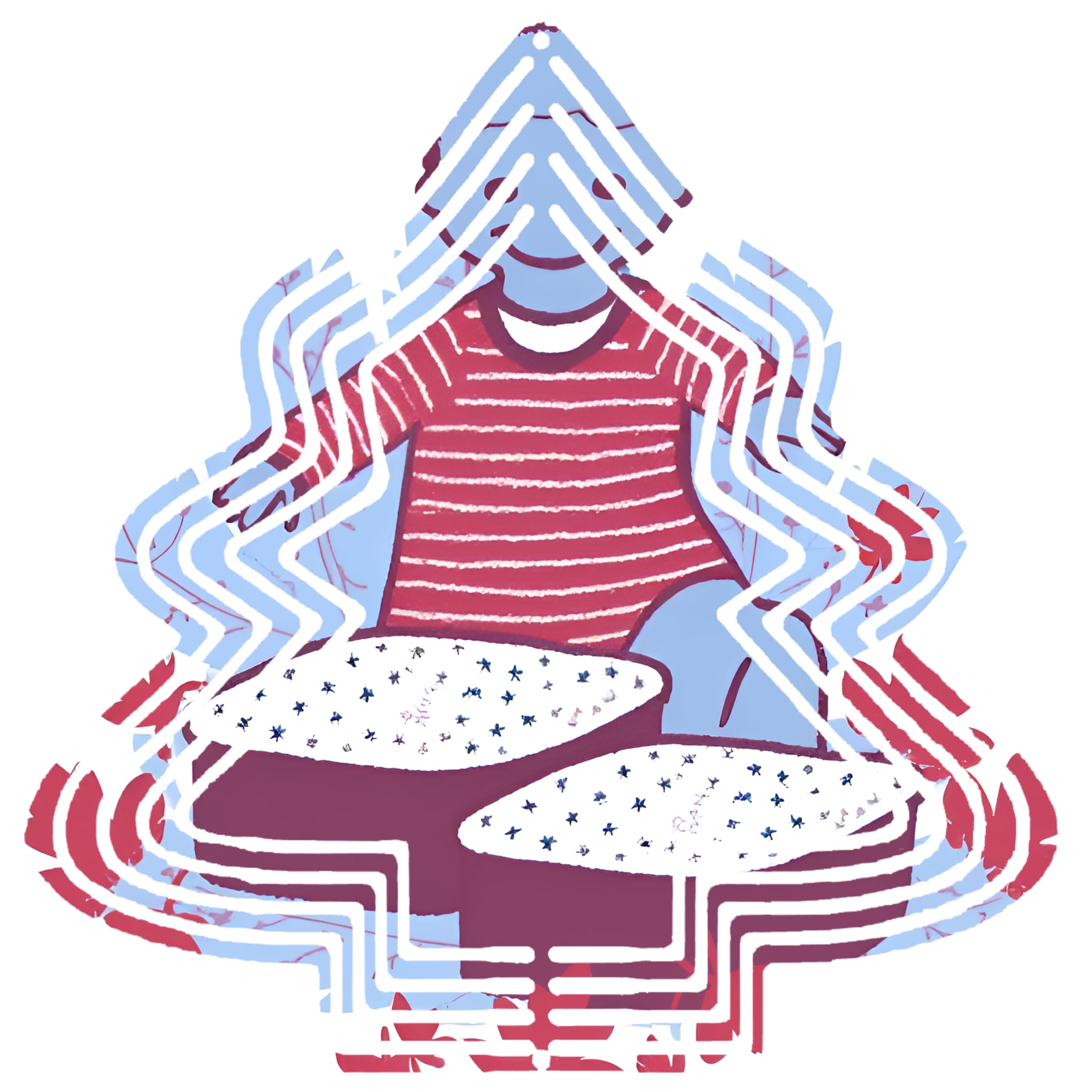 Metal Hanging Tree-Shaped Wind Decorations - Dynamic Blue & Red Wave ...