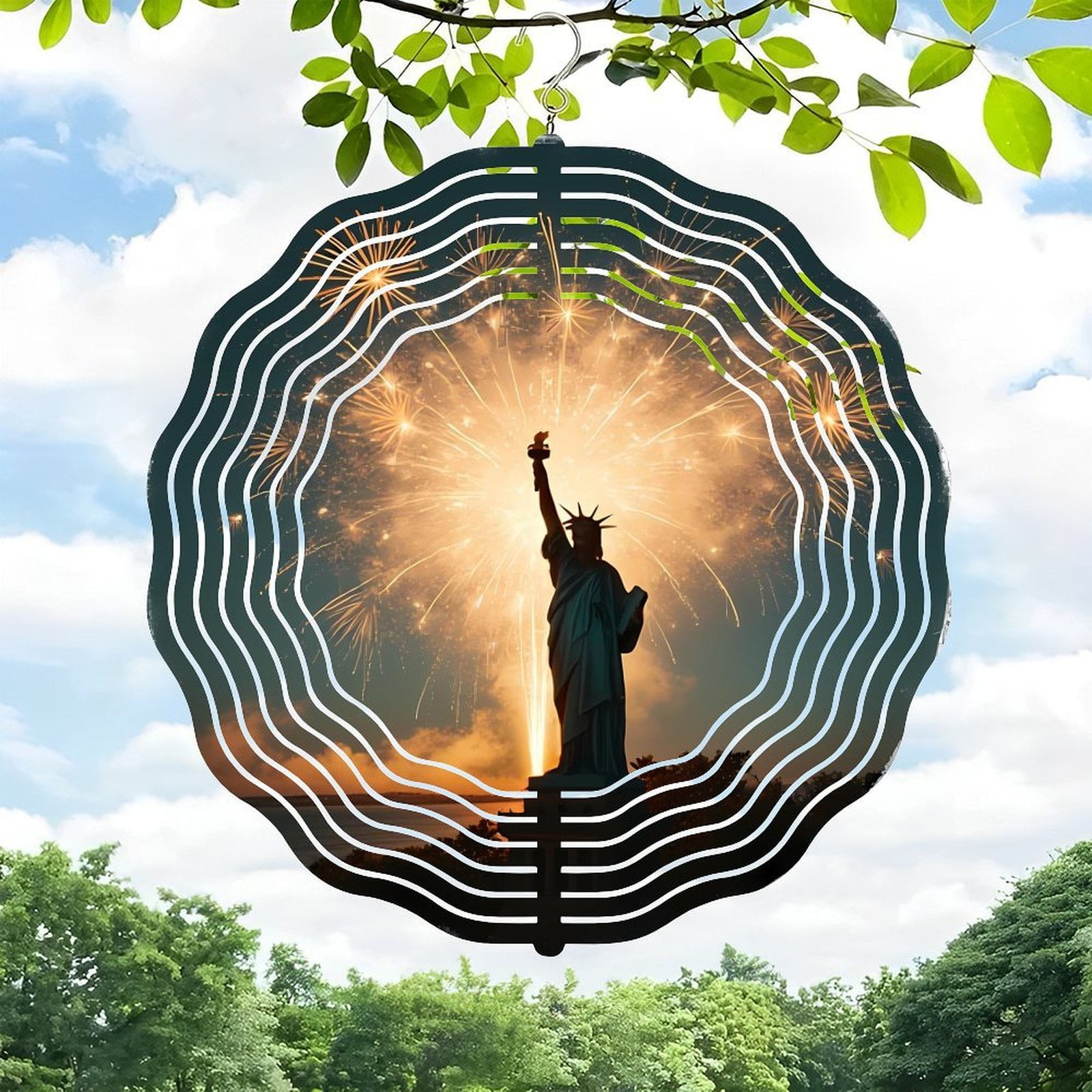 Metal Hanging Wind Spinner with Spiral Vortex Design Silhouette ...
