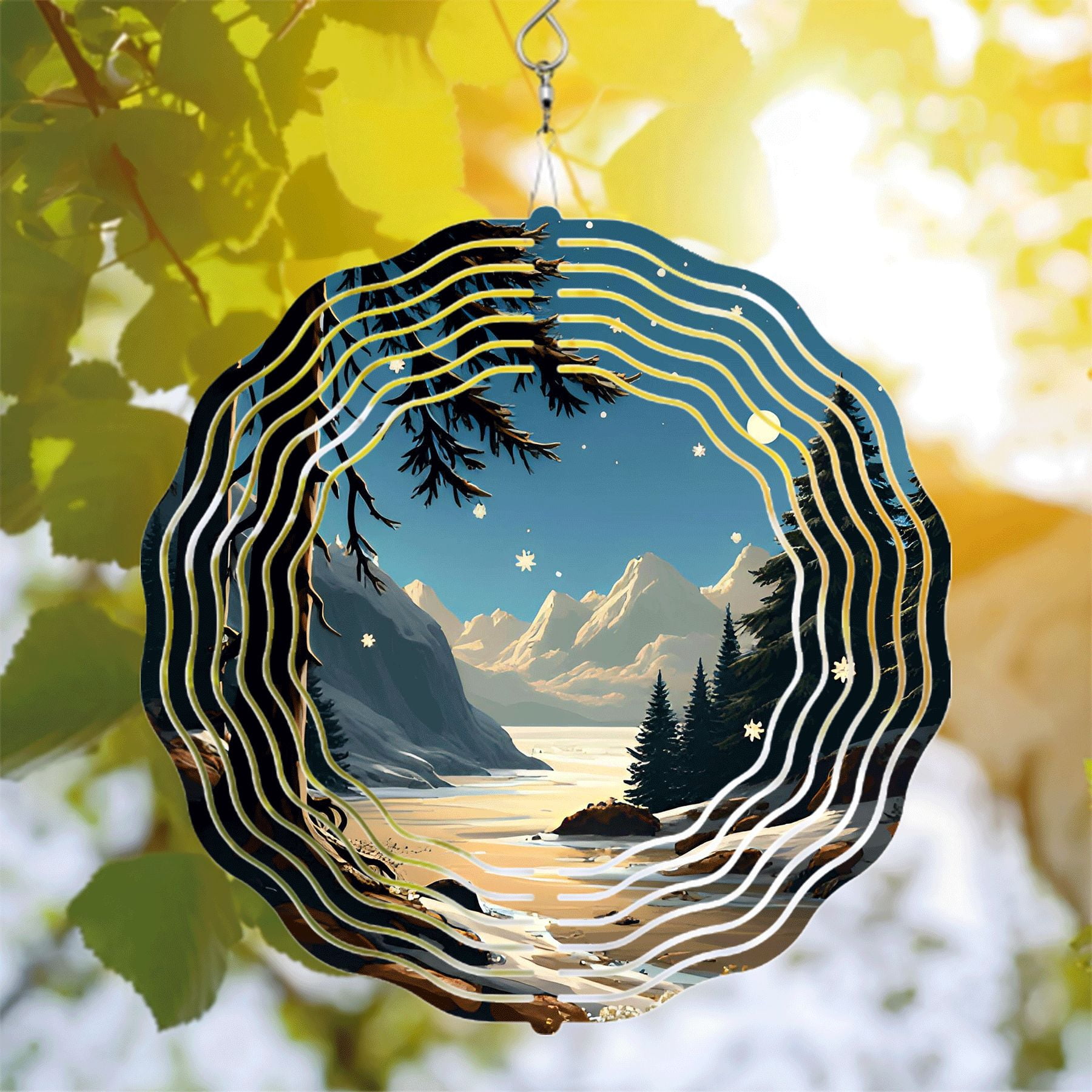 Metal Hanging Wind Spinners & Chimes - Circular Design with Concentric ...